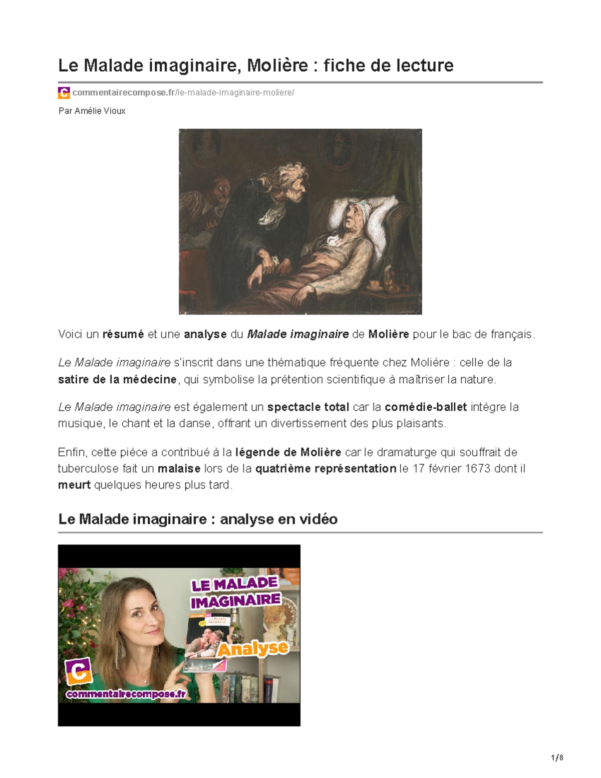 Commentairecompose.fr-Le Malade imaginaire Molière fiche de lecture ...
