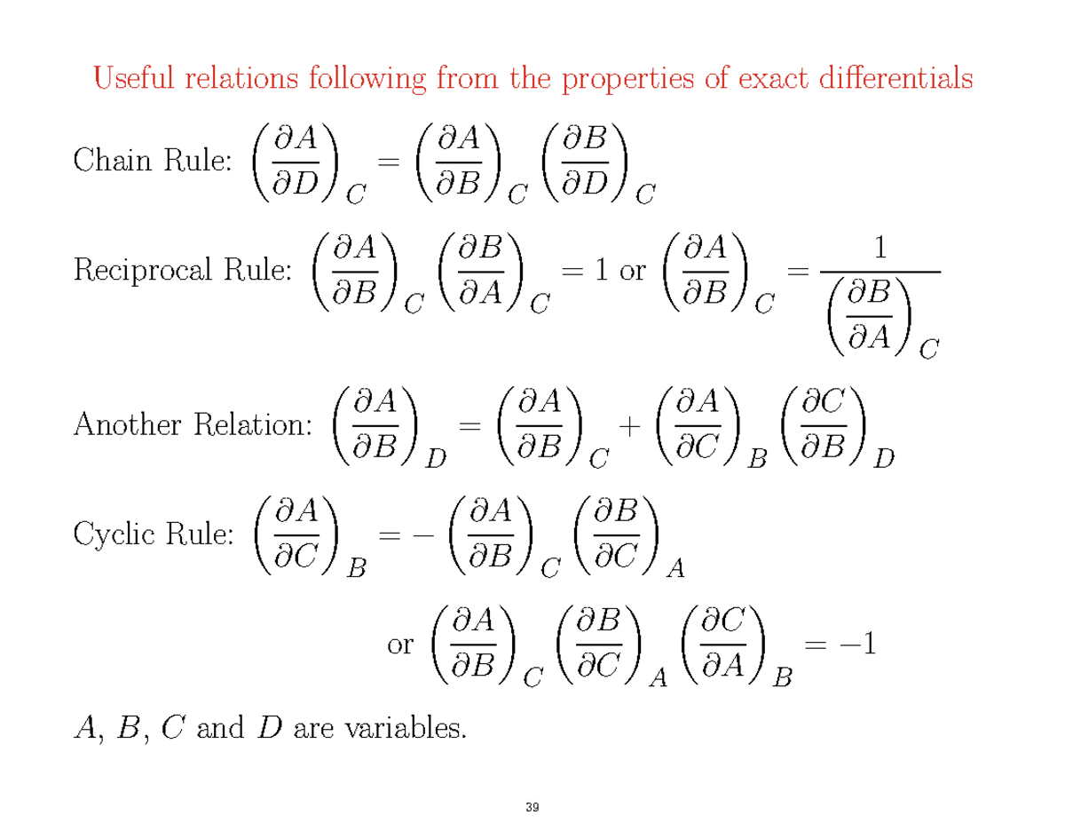Lecture-3 - Lecture-3 - Useful relations following from the properties ...