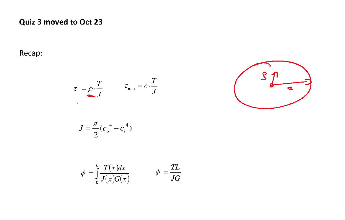 3 - Torsion additional examples - notes - J T = J T max =c ( ) 2 4 4 o ...