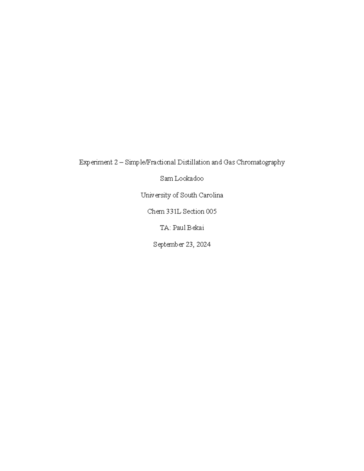 Orgo Chem Pre Lab 2 - Pre Lab - Experiment 2 – Simple/Fractional ...