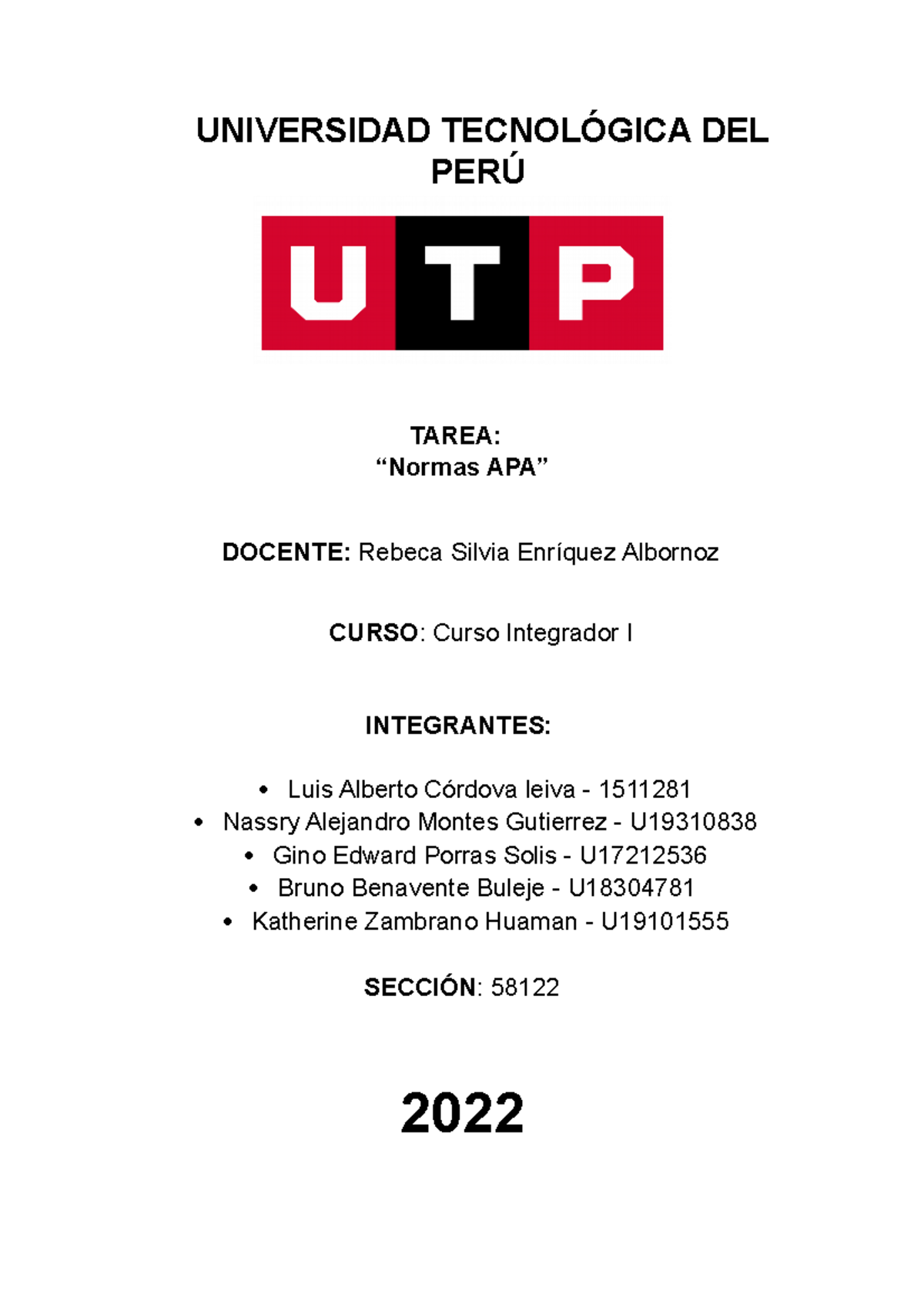 Normas Apa 7ma edicion 2 - UNIVERSIDAD TECNOLÓGICA DEL PERÚ TAREA ...