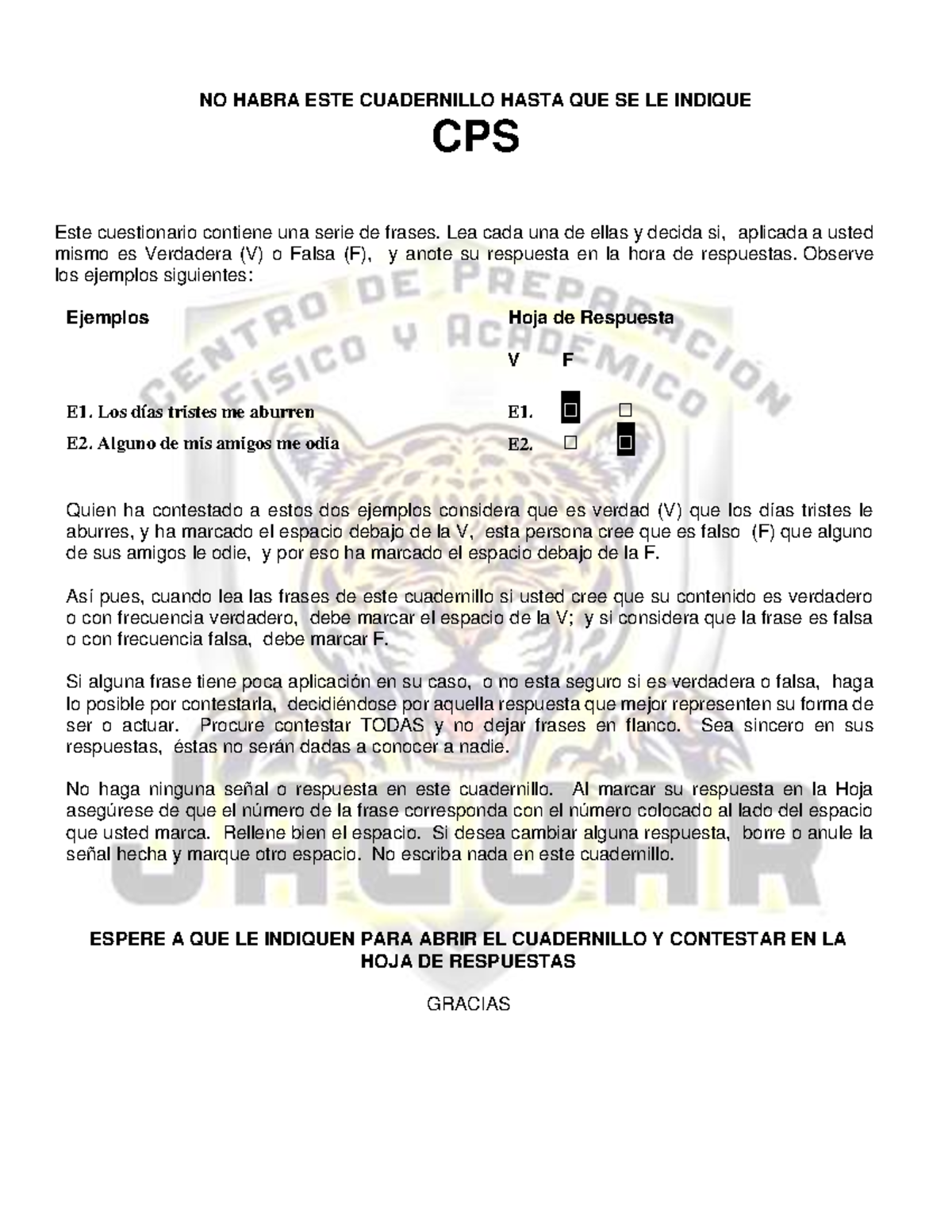 Cuadernillo-CPS - Test de personalidad - NO HABRA ESTE CUADERNILLO ...