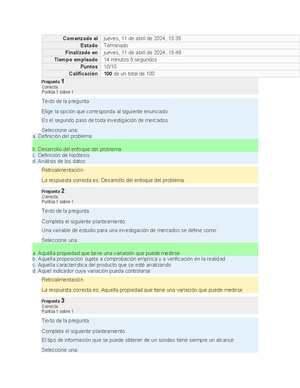 Definición de los elementos de una investigación de mercados Intento 1 ...