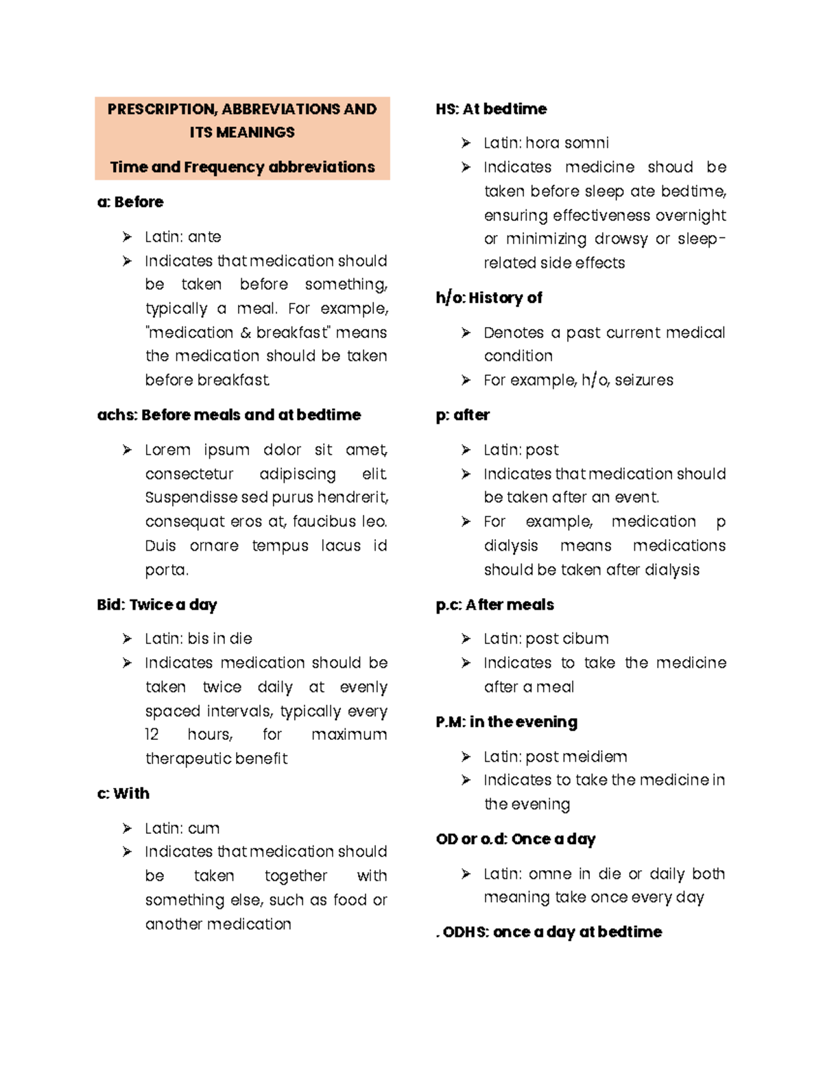 Reviewer- Pharmacology - PRESCRIPTION, ABBREVIATIONS AND ITS MEANINGS ...
