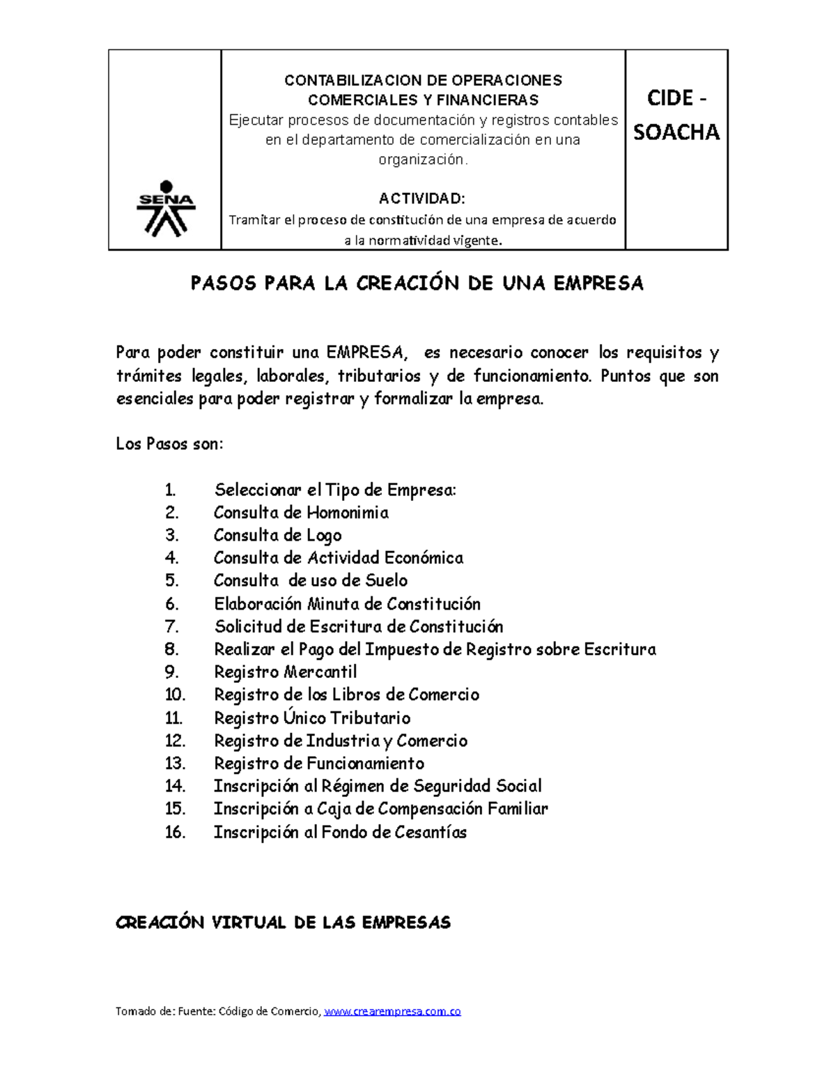 Creacion-de-una empresa - COMERCIALES Y FINANCIERAS Ejecutar procesos ...