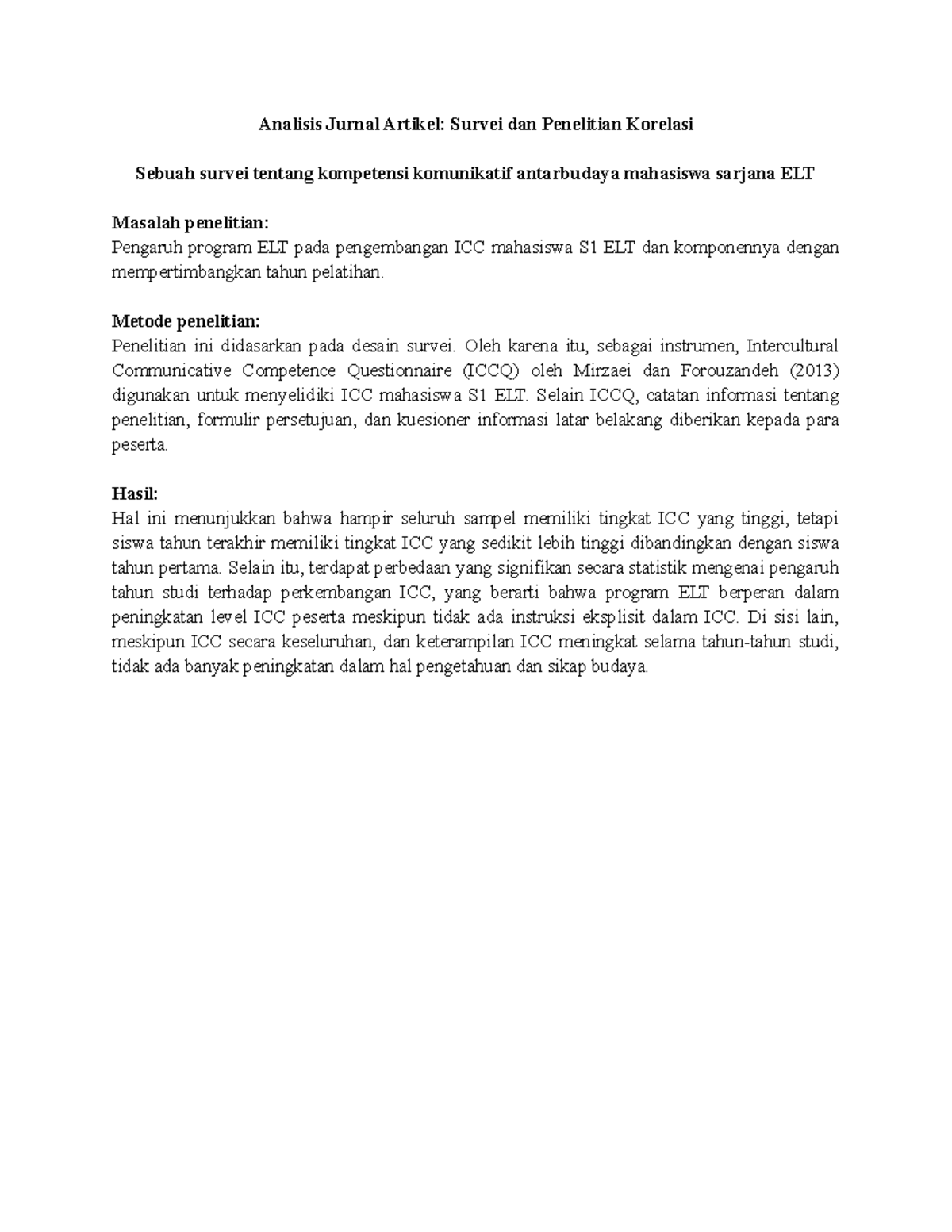 Analisis Jurnal Artikel dari Artikel Survei dan Penelitian Korelasi ...