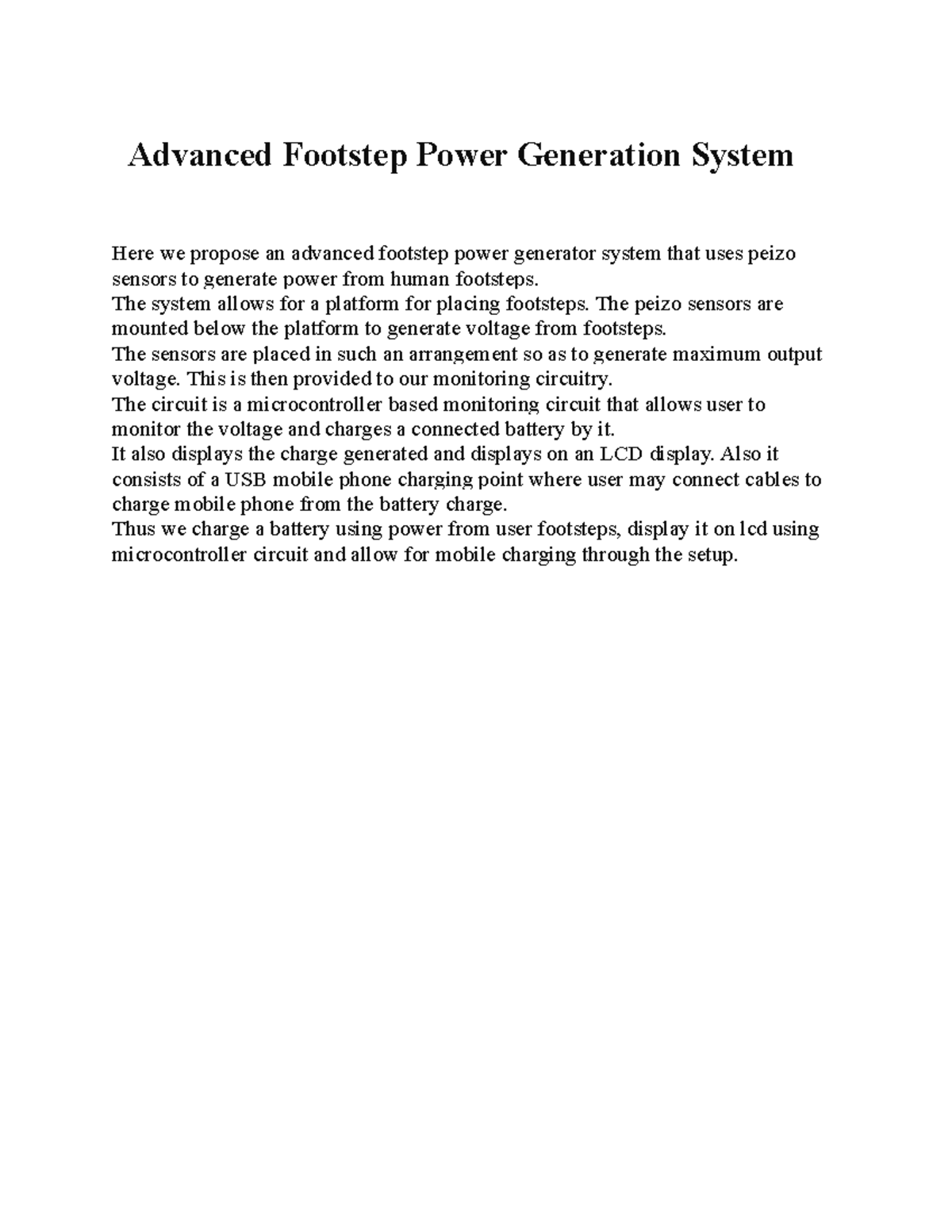 N269 - this is very useful - Advanced Footstep Power Generation System ...