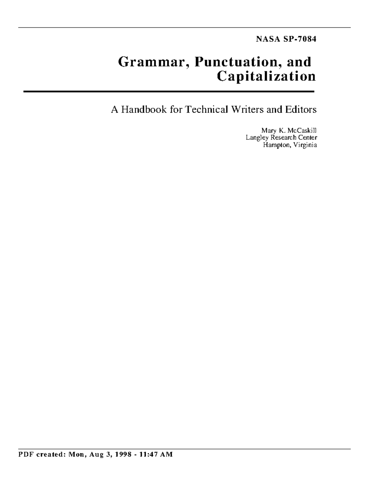 Grammar NASA - Notes - PDF created: Mon, Aug 3, 1998 - 11:47 AM NASA SP ...