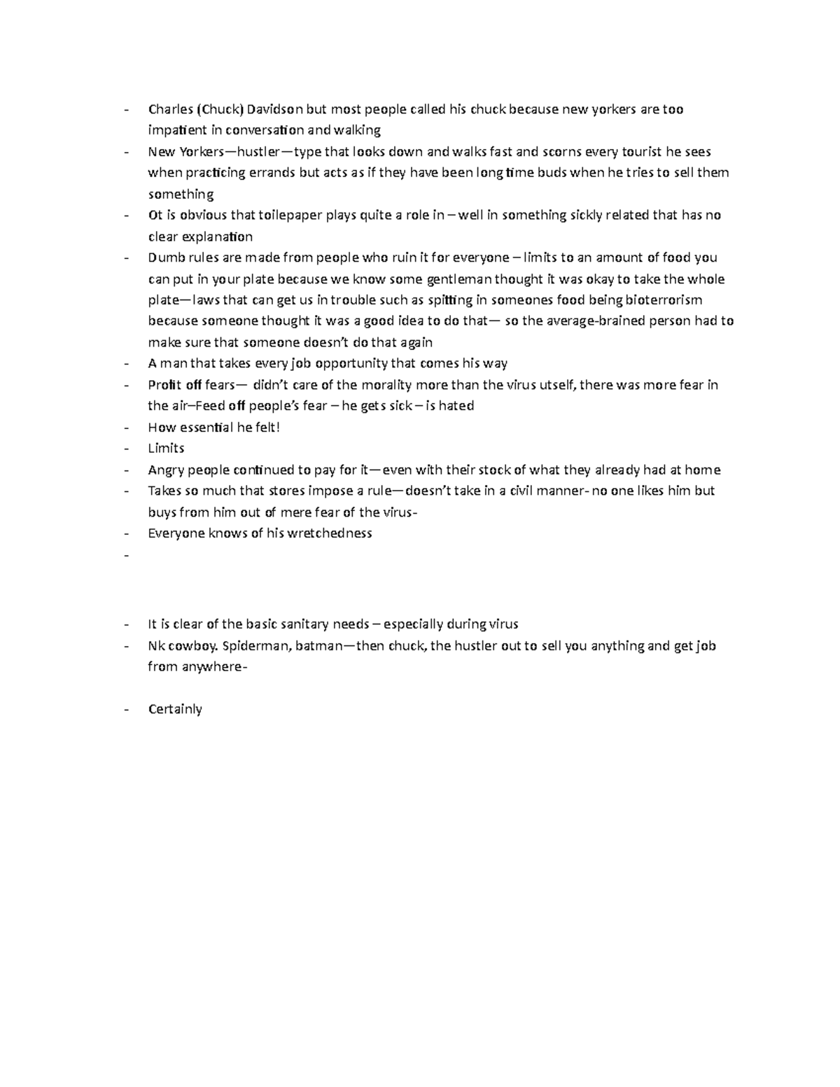 Charles - writing summary idea - Charles (Chuck) Davidson but most ...