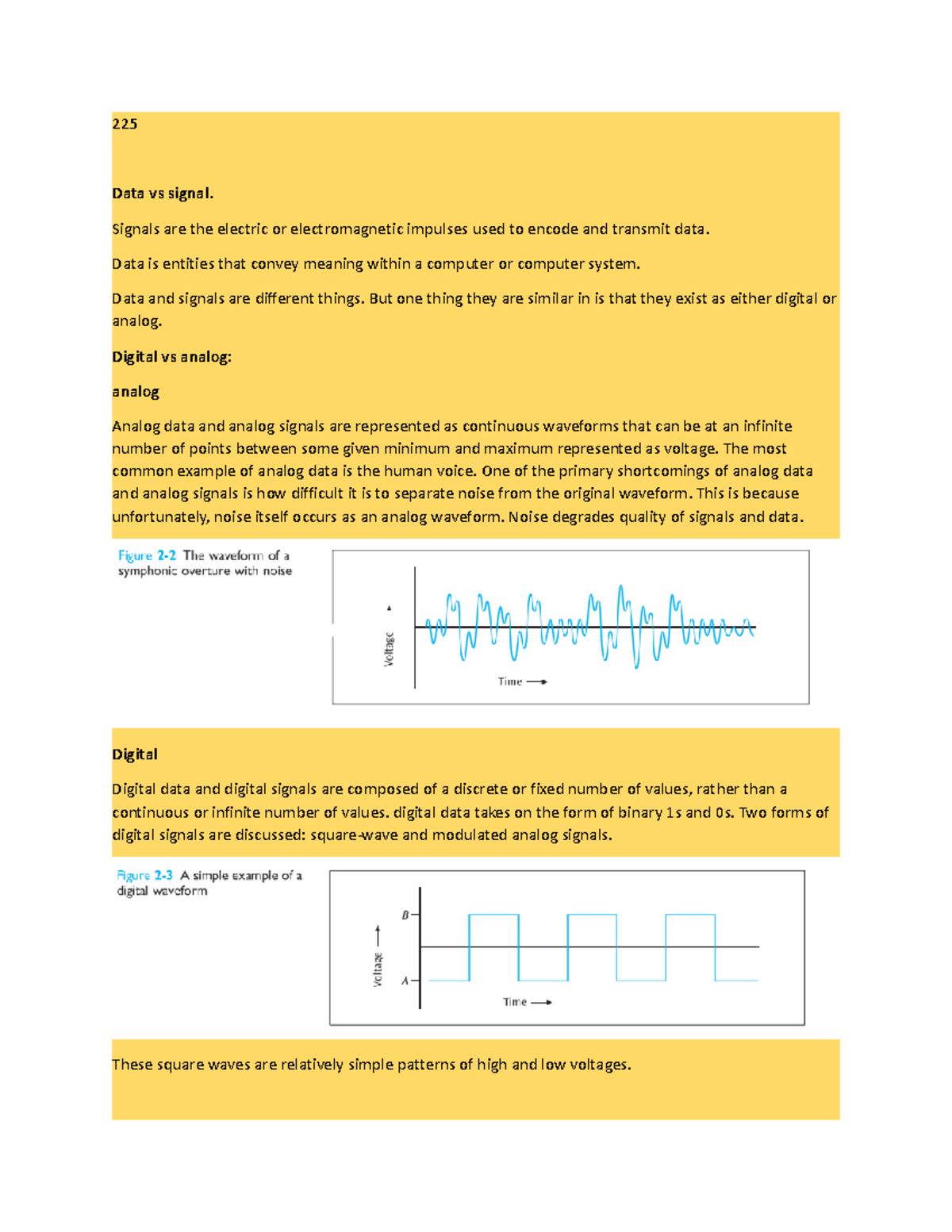 INF 225 Notes - Summary of the textbook chapter2 - 225 Data vs signal ...