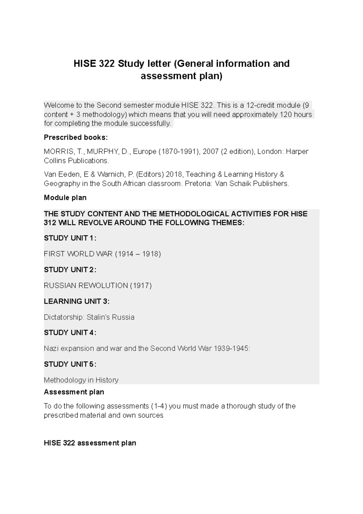 Study letter HISE 322 32 1 - HISE 322 Study letter (General information ...