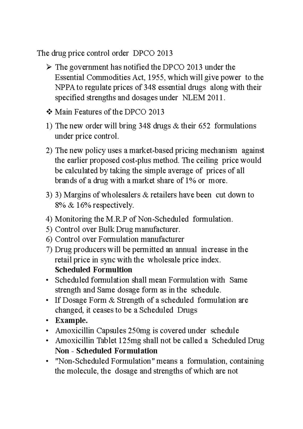 The drug price control order DPCO 2013 - Main Features of the DPCO 2013 ...