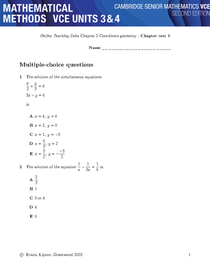 2023 MAV General Maths Trial Exam 1 Solutions - The Mathematical Association of Victoria Trial ...