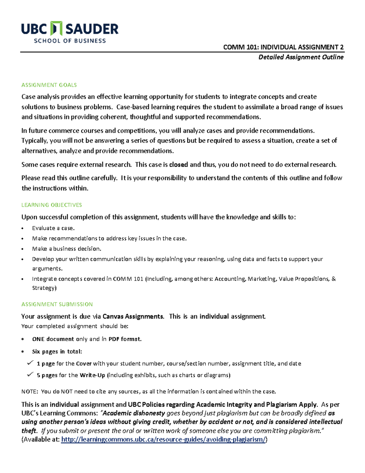 Comm101-ind-assignment-2-splash 2020- Final - Detailed Assignment Outline ASSIGNMENT GOALS Case ...