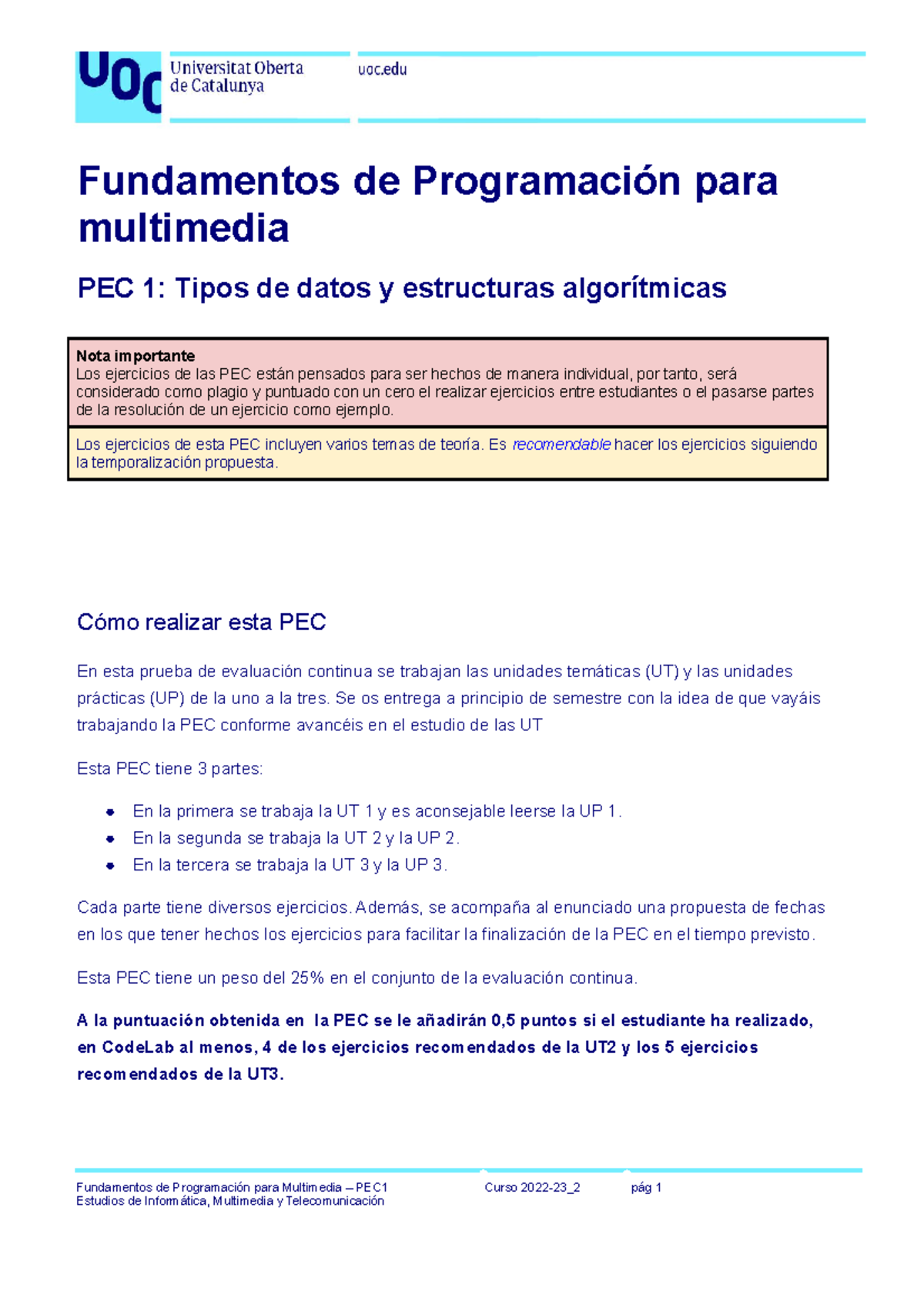 PEC1 Enunciado - pec 1 - Fundamentos de Programación para multimedia PEC 1: Tipos de datos y ...