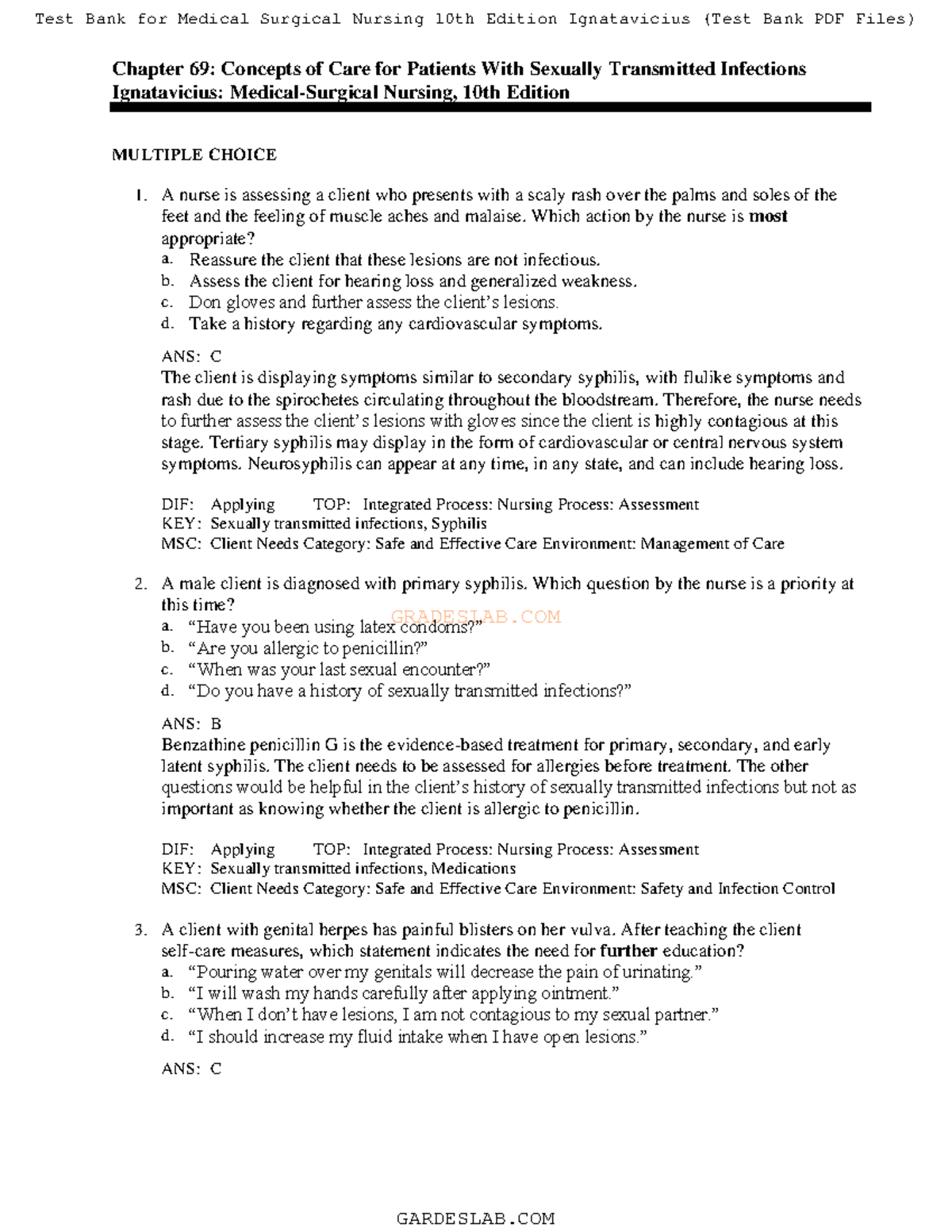 Chaoter 69 book - G R A D E S L A B. C O M Chapter 69: Concepts of Care ...