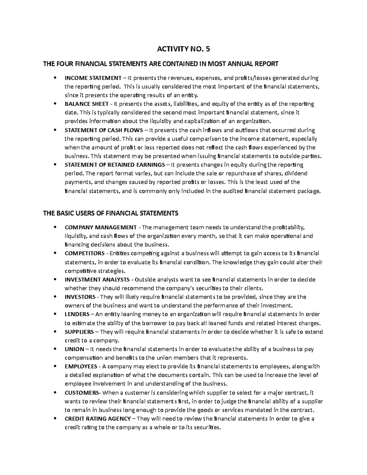 Activity 5 FM Financial Management ACTIVITY NO 5 THE FOUR activity-5-fm-financial-management-activity-no-5-the-four
