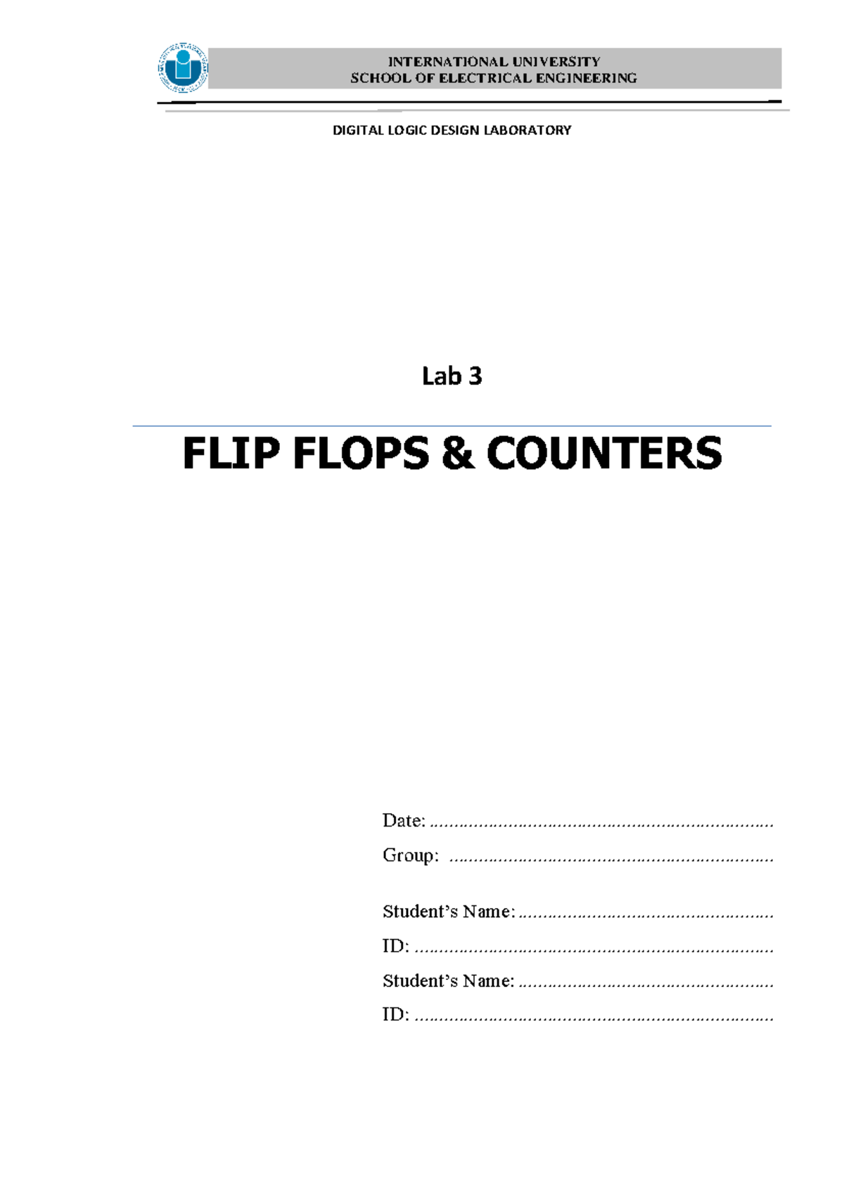 DLD lab 3 - FLIP Flops & Counters - SCHOOL OF ELECTRICAL ENGINEERING ...