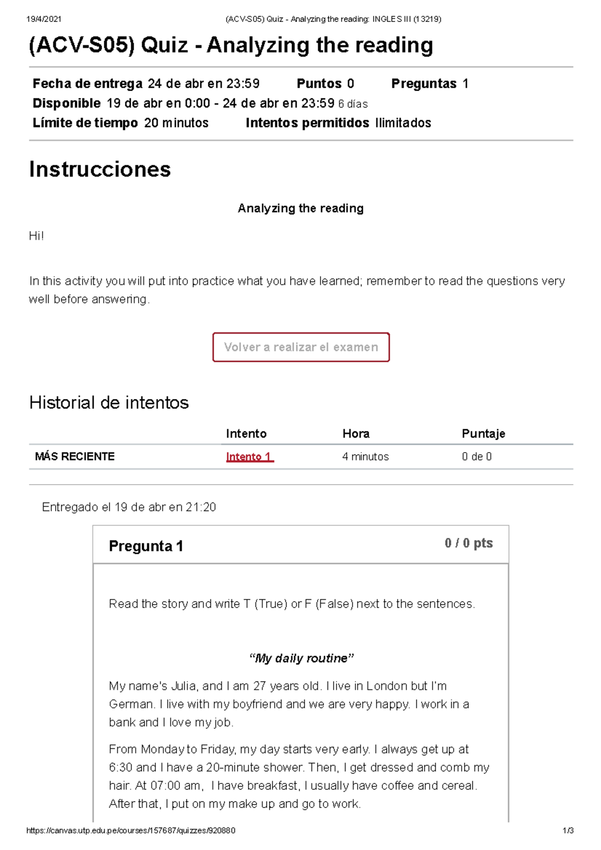 (ACV-S05) Quiz - Analyzing the reading Ingles III (13219) (ACV-S05 ...