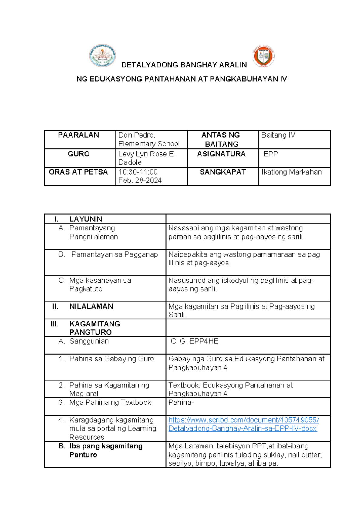 Final LPdadole TLE 11 - DETALYADONG BANGHAY ARALIN NG EDUKASYONG ...