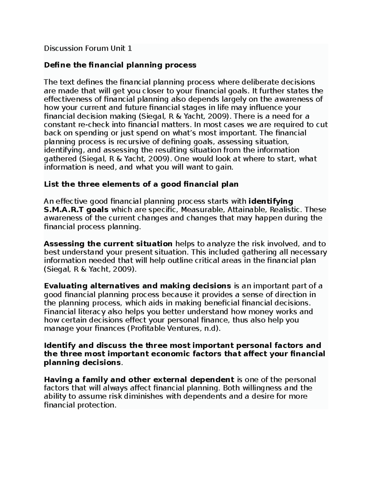 BUS 2204 Discussion Forum Unit 1 - Discussion Forum Unit 1 Define the ...