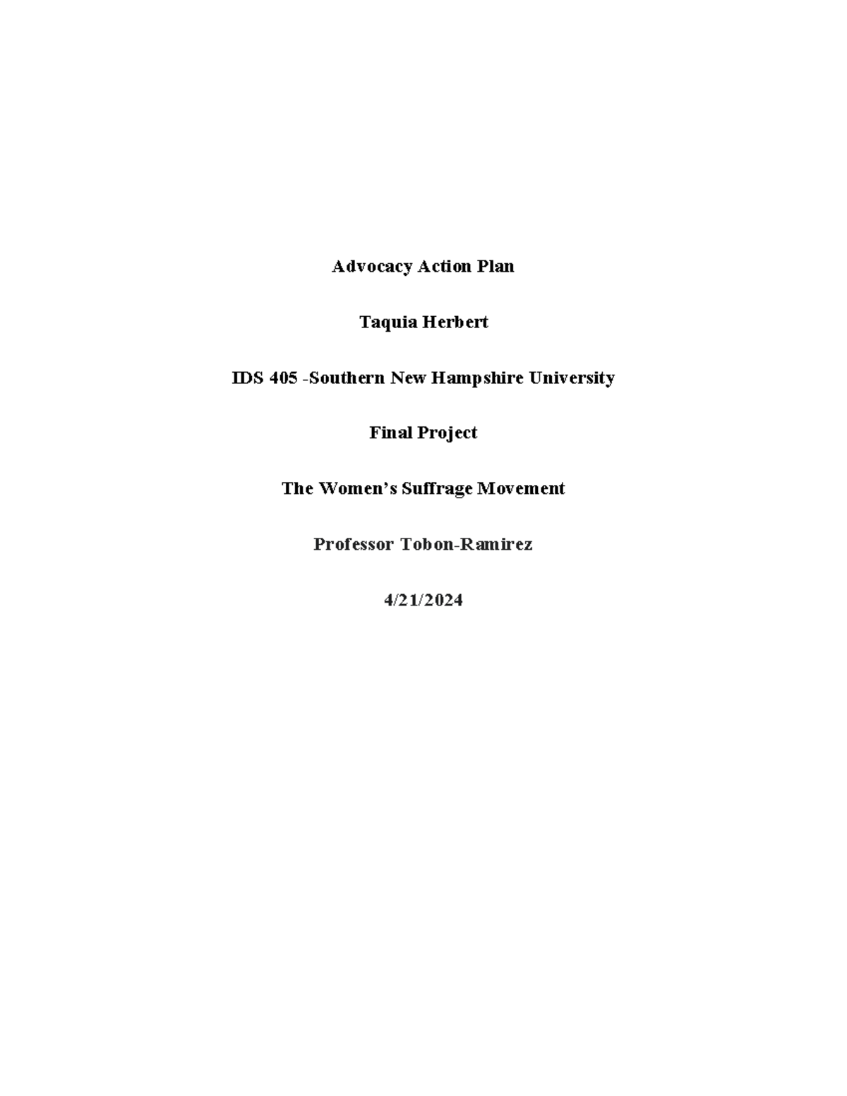 Final Project-Advocacy Action Plan - Advocacy Action Plan Taquia ...