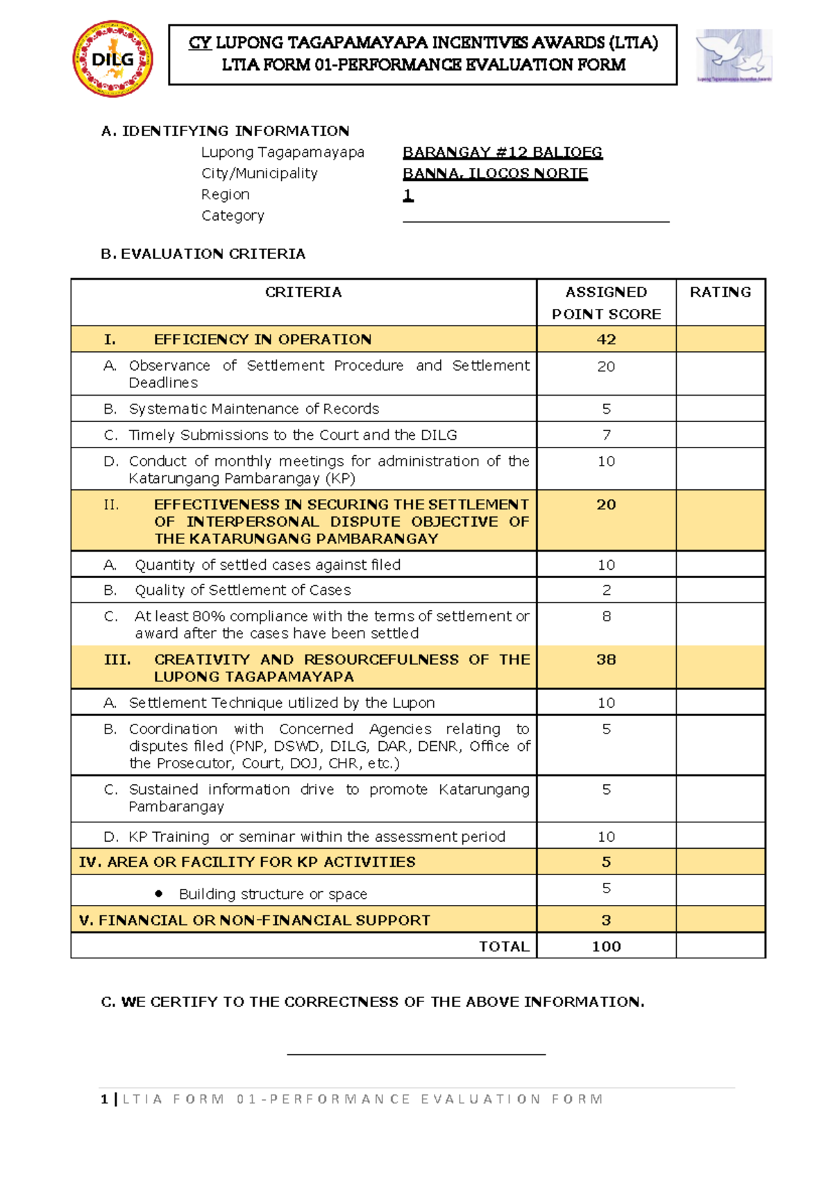 Annex A LTIA Forms 1-7 2023 - 1 | L T I A F O R M 0 1 - P E R F O R M A ...