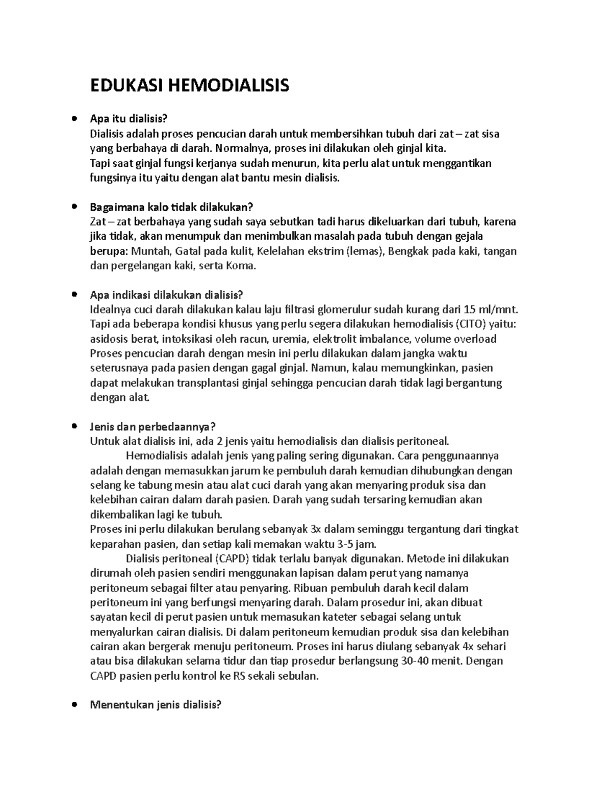 Edukasi Compile - EDUKASI HEMODIALISIS Apa itu dialisis? Dialisis ...