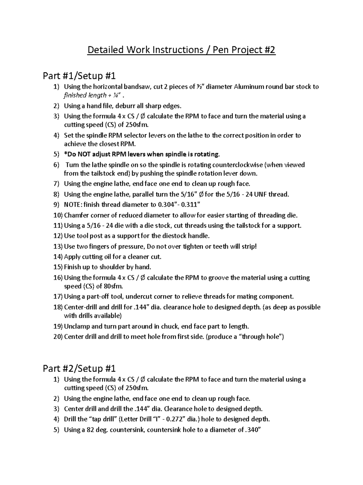 Pen #2 Process Plan feb22 - Detailed Work Instructions / Pen Project ...