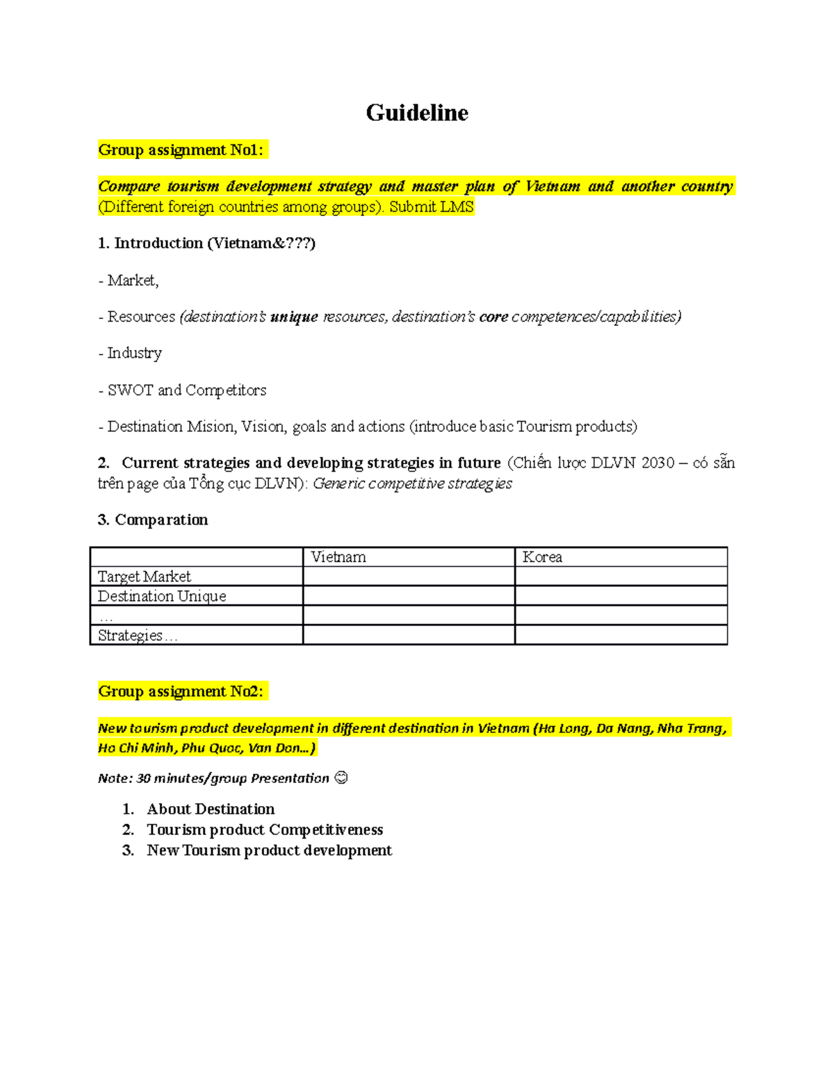 Guideline Group Assignment - Guideline Group assignment No1: Compare ...
