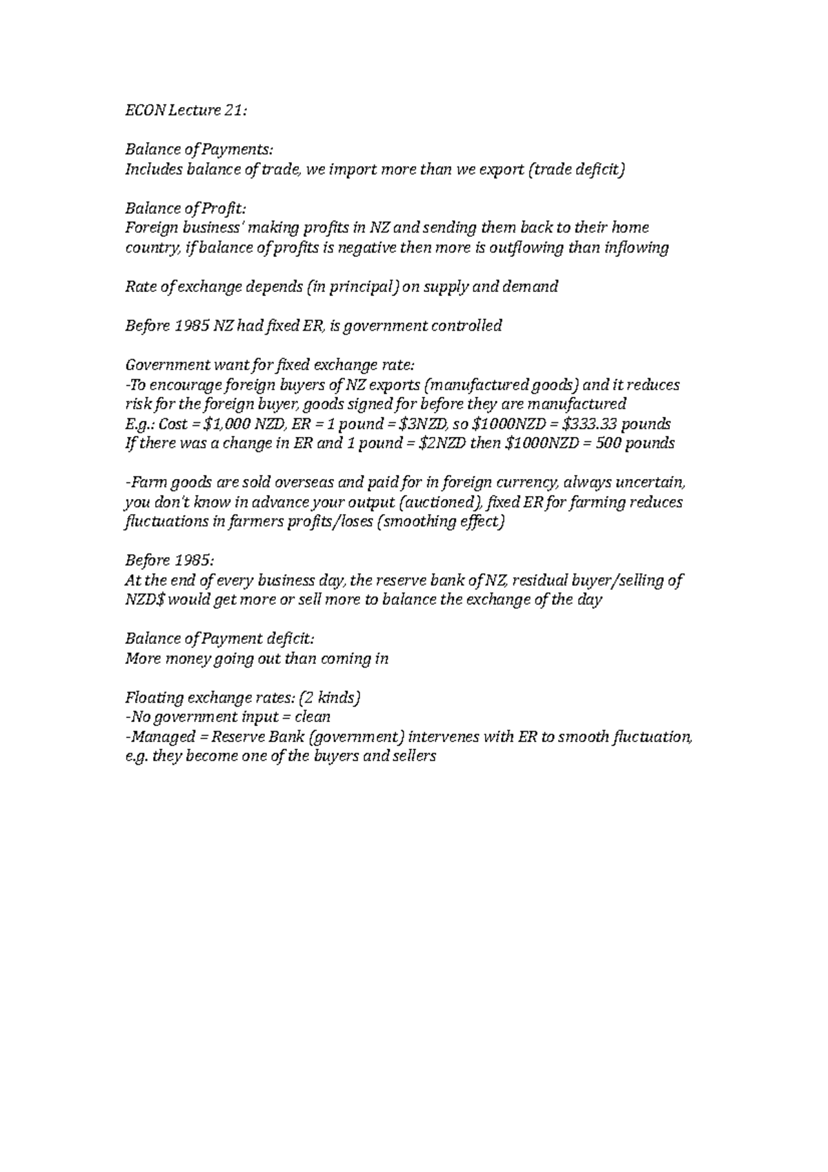 ECON Lecture 21 - ECON Lecture 21: Balance of Payments: Includes ...
