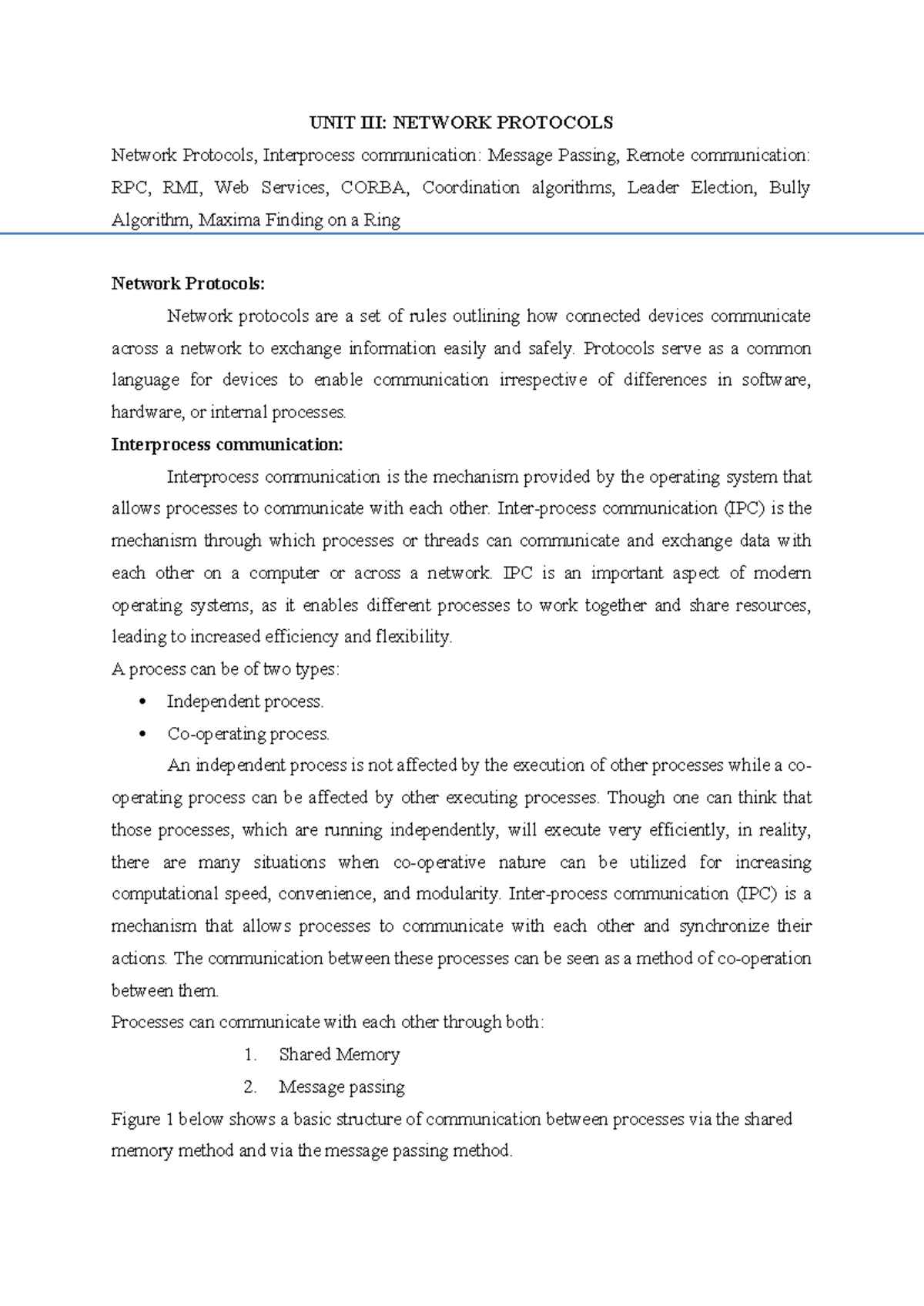Scalable Systems for Data Science - UNIT III: NETWORK PROTOCOLS Network Protocols, Interprocess ...