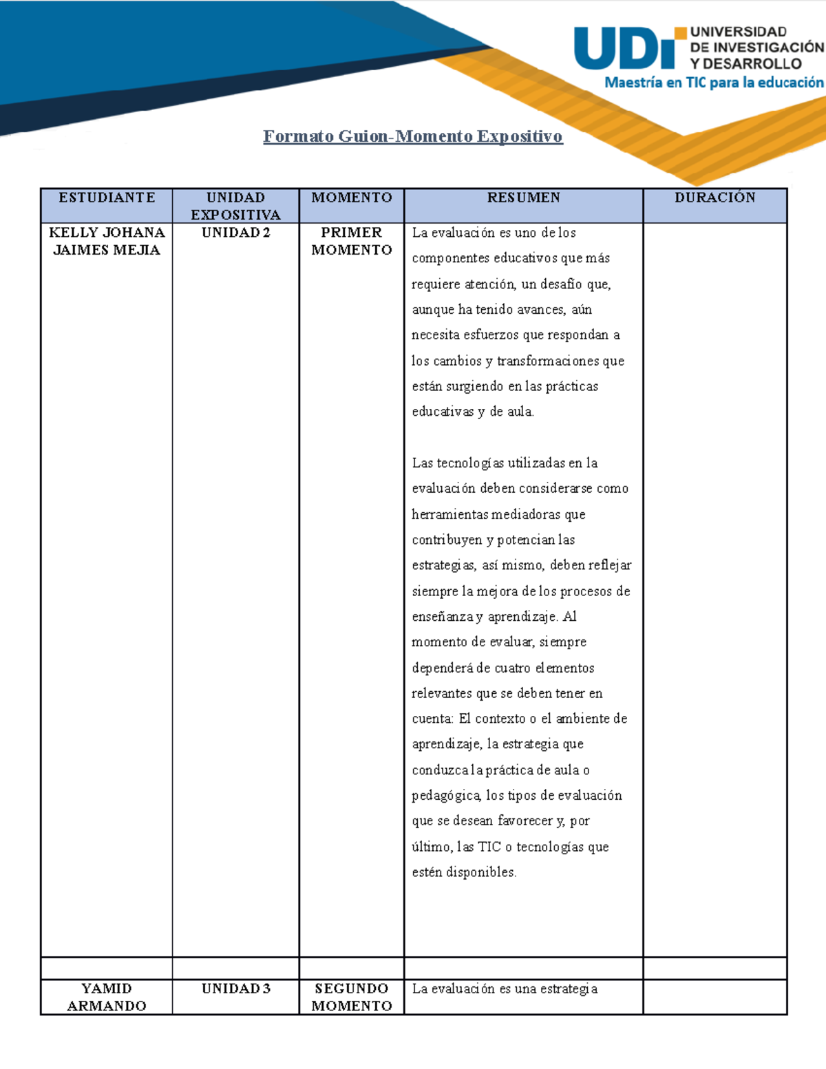 Formato Guion Formato Guion-Momento Expositivo - Formato Guion-Momento ...