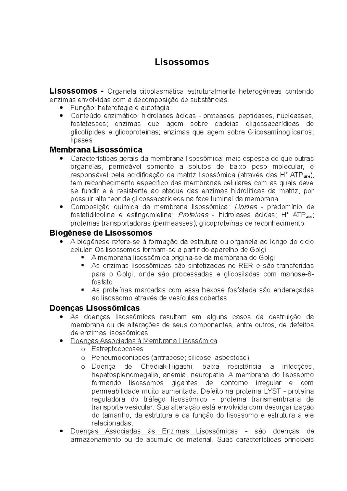 Lisossomos - Resumo Biologia Molecular e Celular - Lisossomos Lisossomos - Organela ...