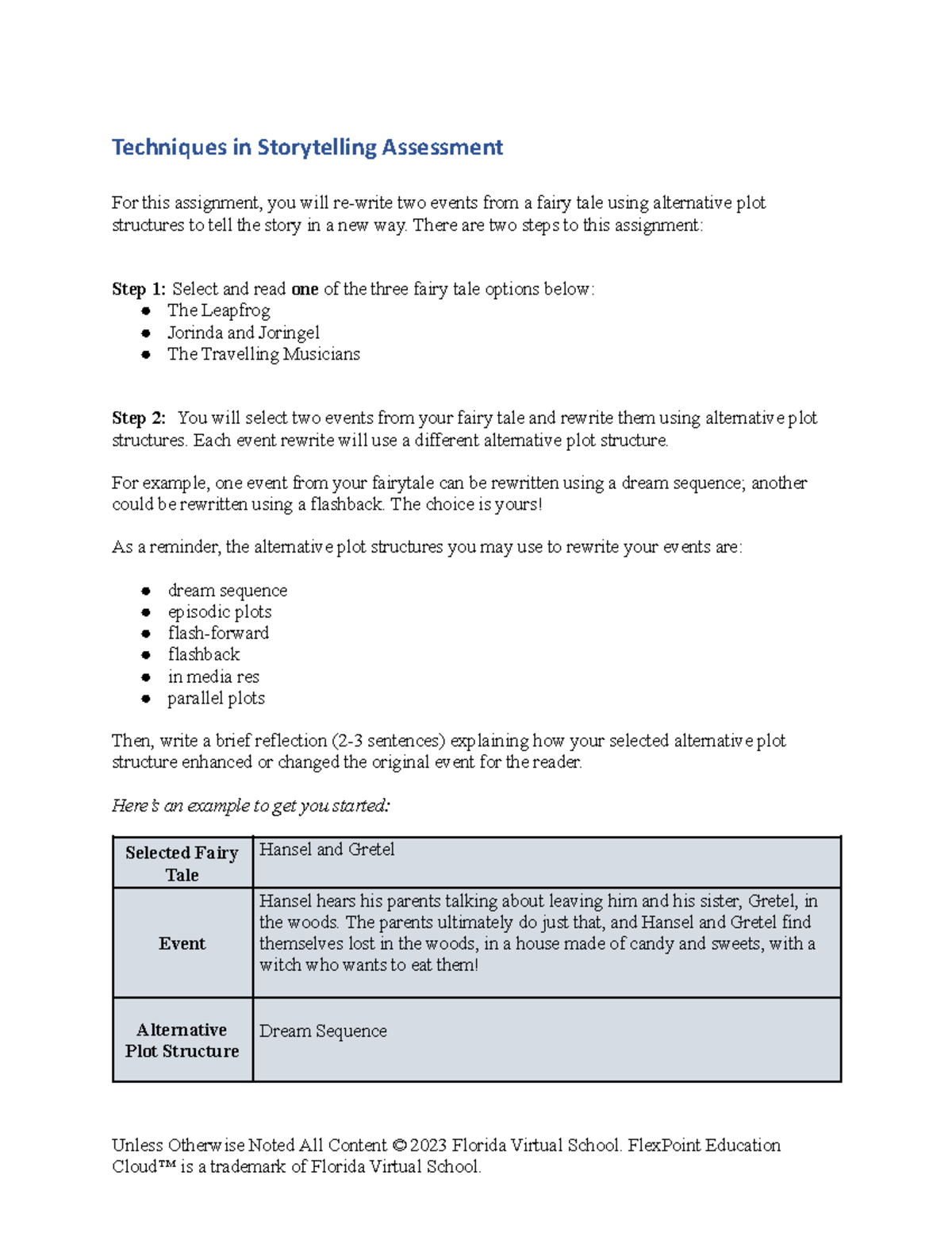 Storytelling assess rubric 3 - Techniques in Storytelling Assessment ...