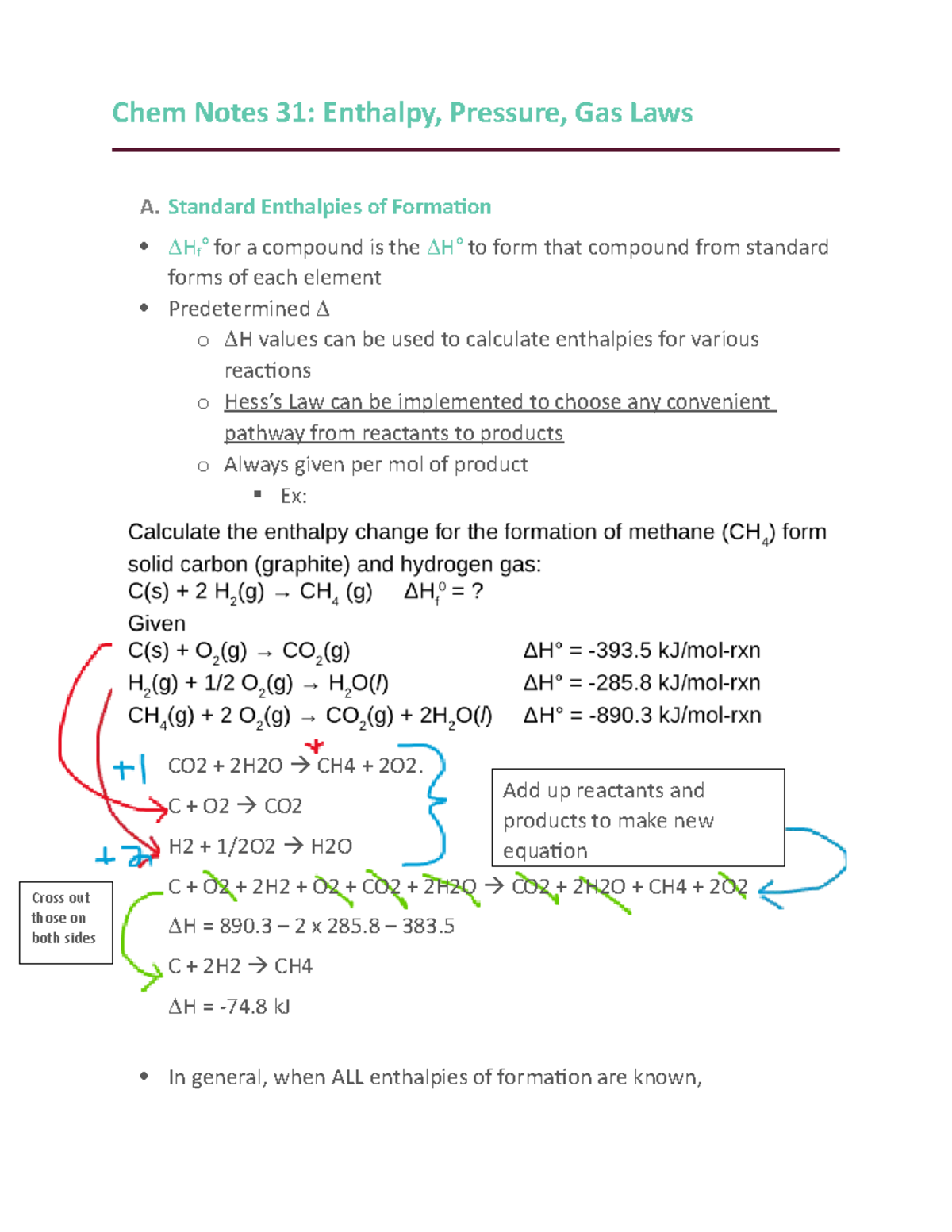 lecture notes enthalpy pressure gas laws hilly - Chem Notes 31 ...