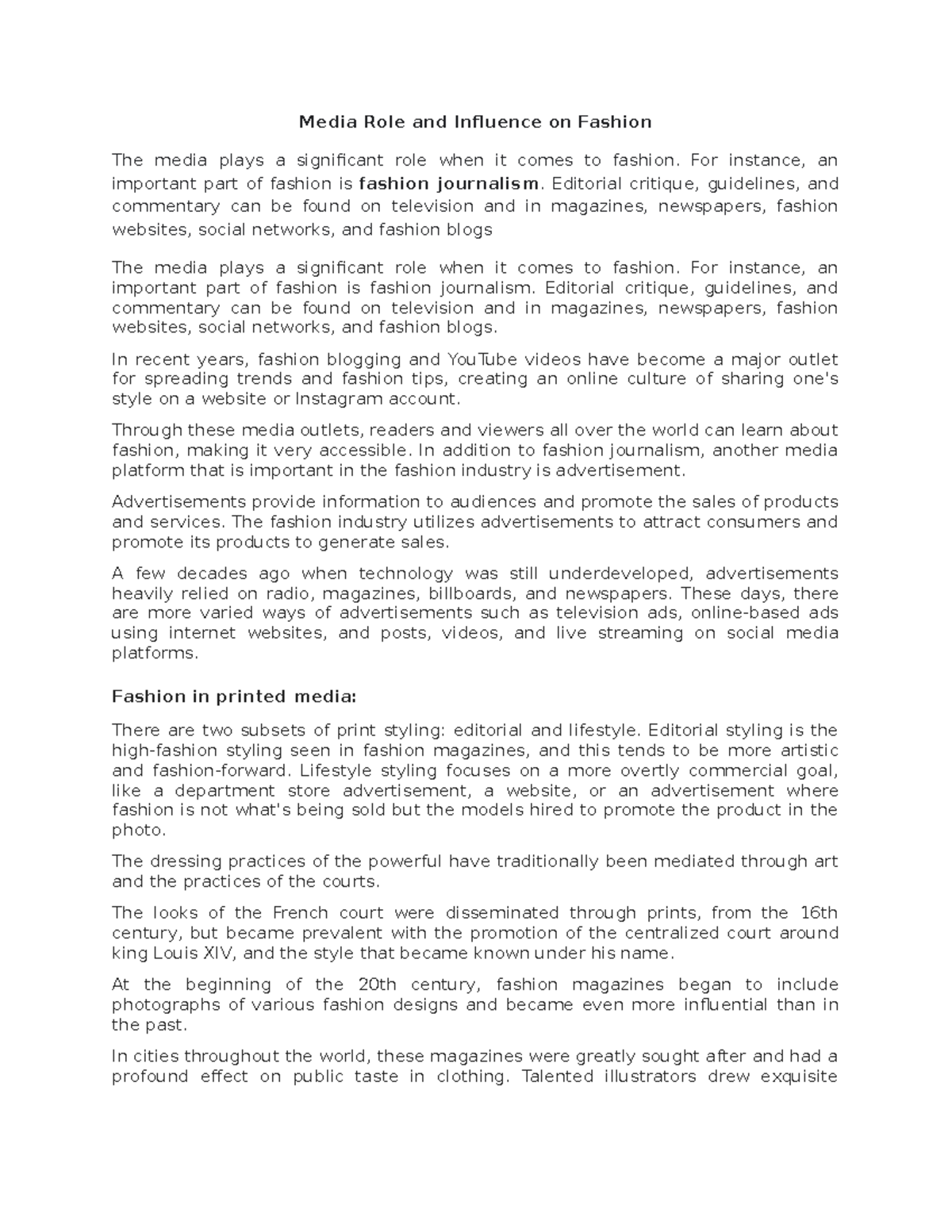 Influence of media on fashion - Media Role and Influence on Fashion The ...