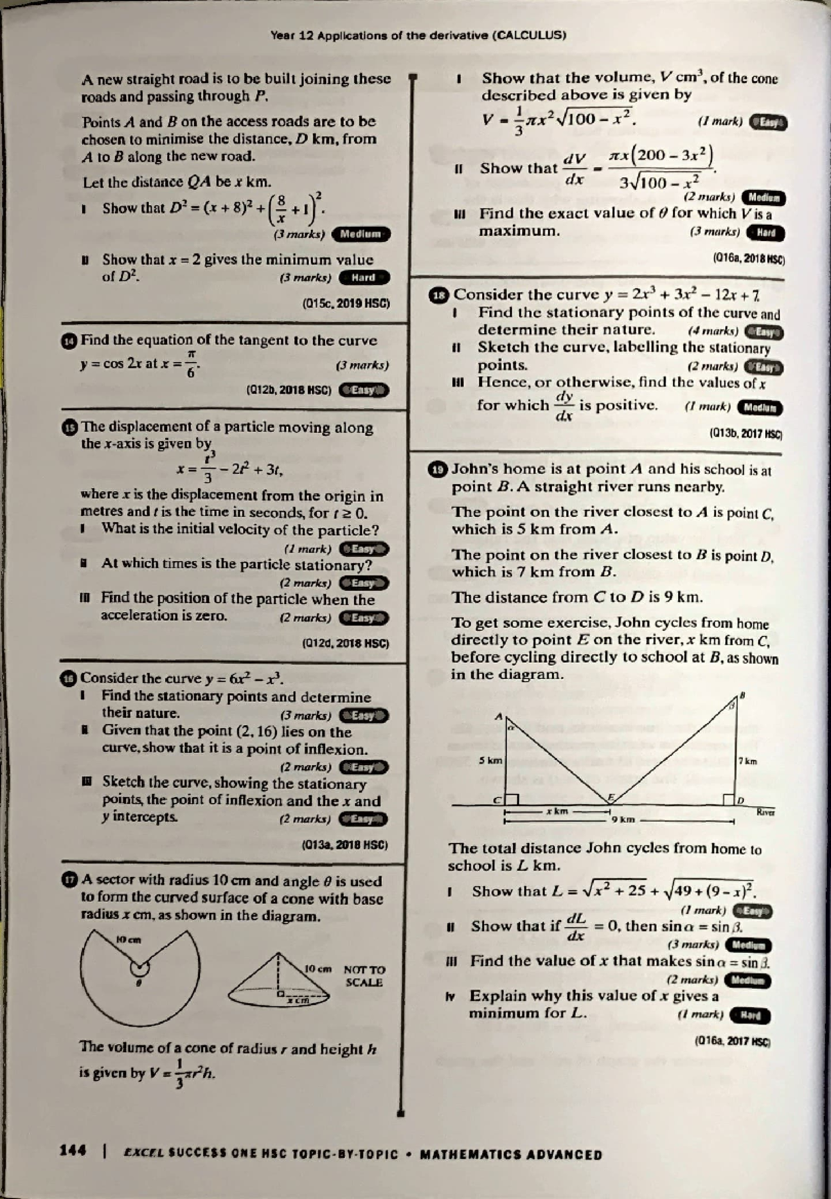 Applications of algebra - Year 12 Applications of the derivative ...
