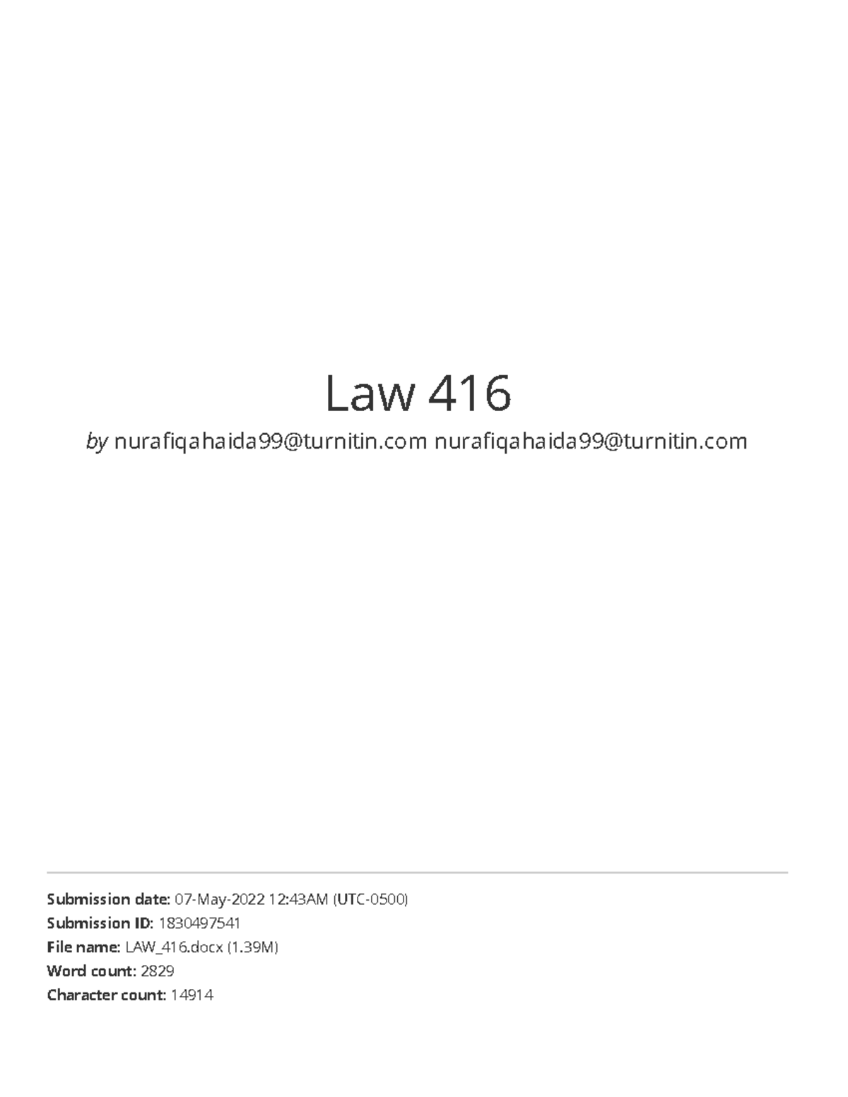 Law 416 - LAW416 Case study - Law 416 by nurafiqahaida99@turnitin ...