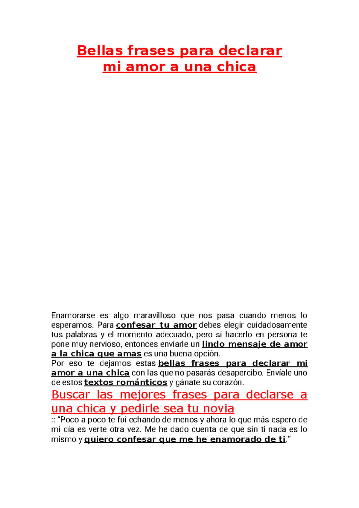 Bellas frases para declarar - Para confesar tu amor debes elegir ...