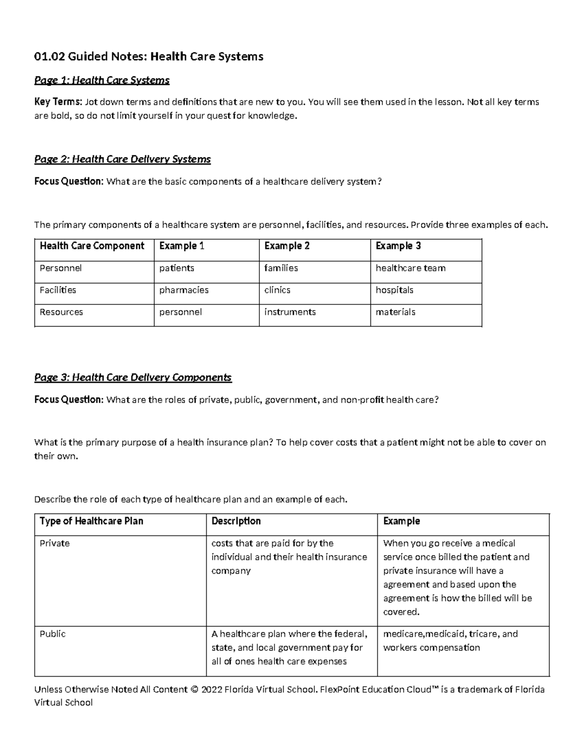 Hsf 01 02 guided notes ljp - 01 Guided Notes: Health Care Systems Page ...