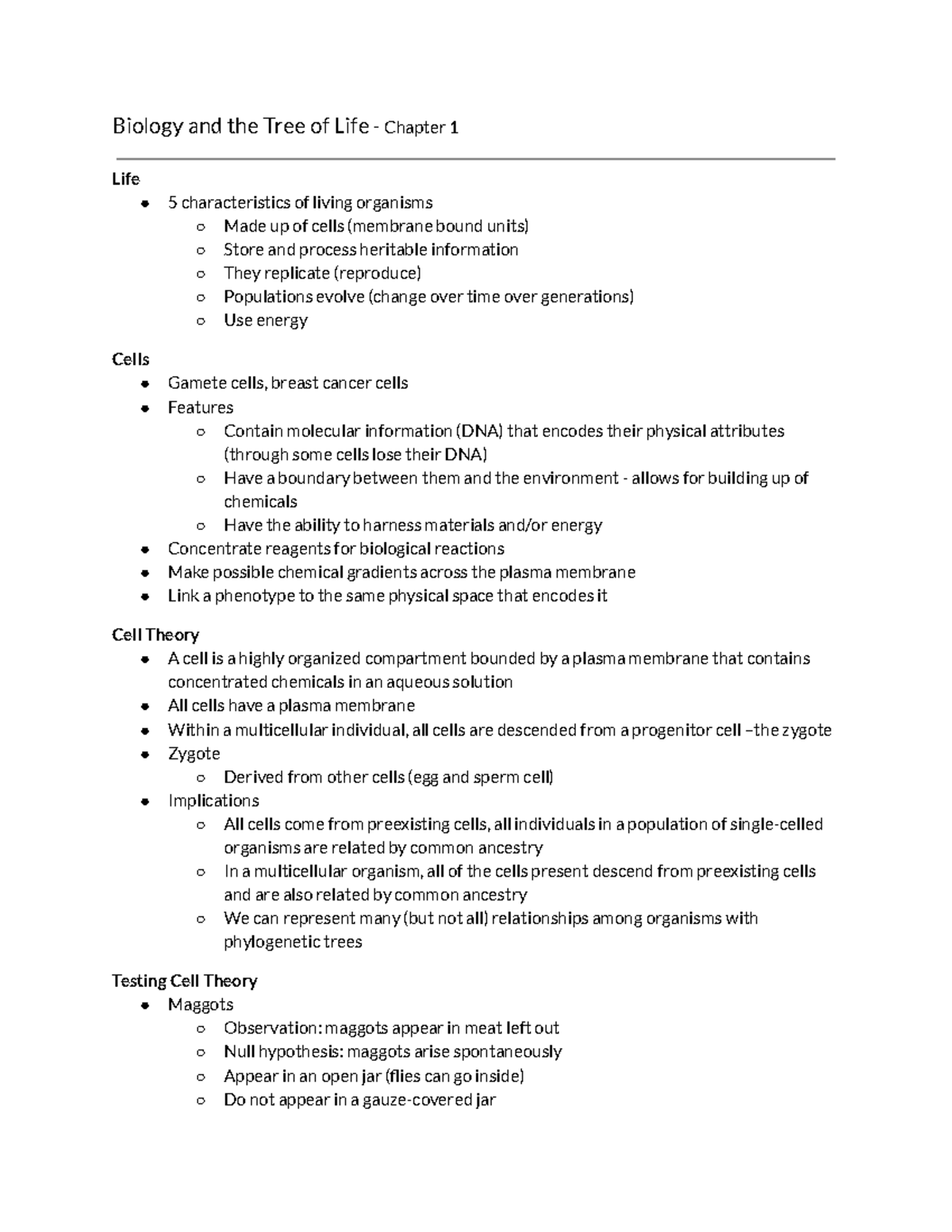 1. Chapter 1 biology tree of life - Biology and the Tree of Life ...