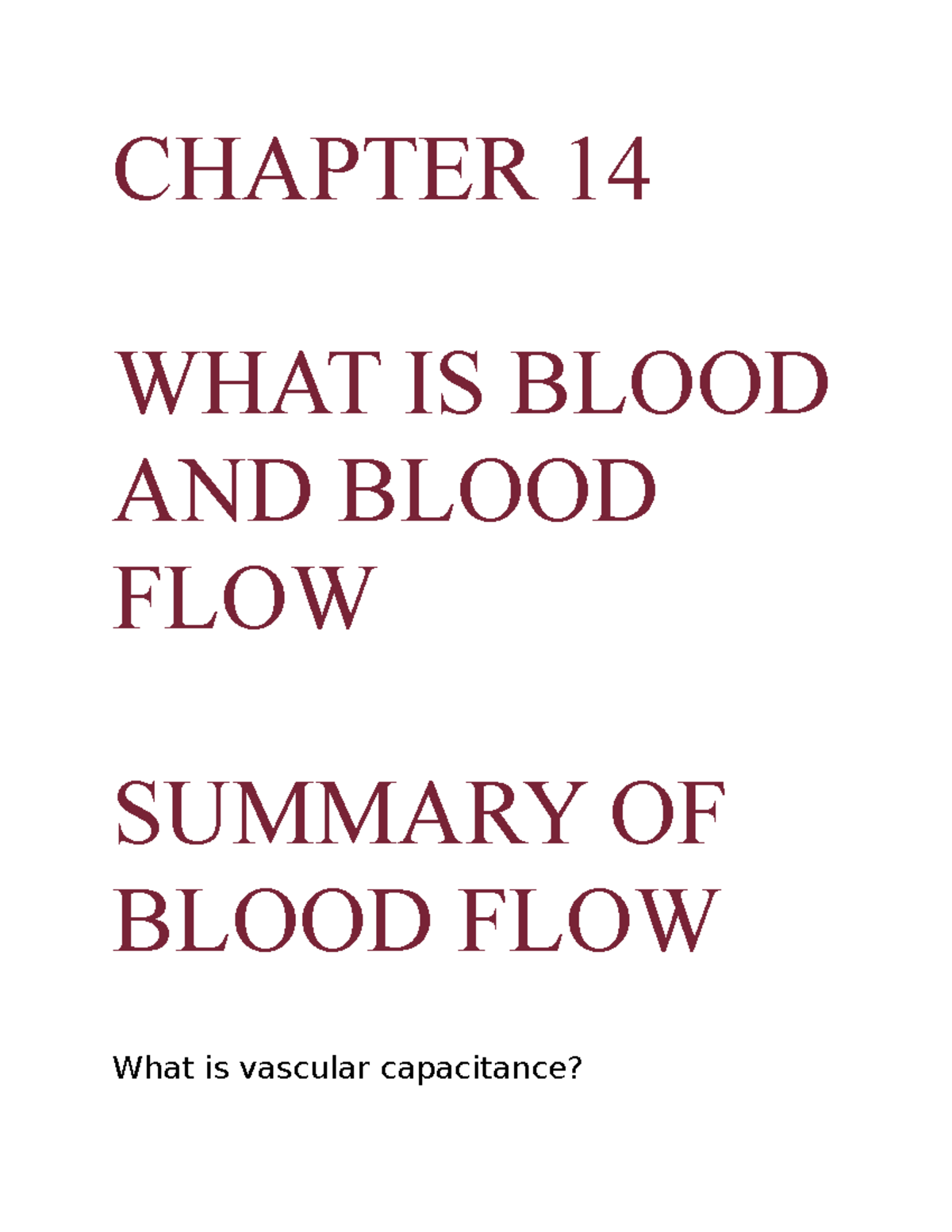 Chapter 14 Blood FLOW - 05 - CHAPTER 14 WHAT IS BLOOD AND BLOOD FLOW ...