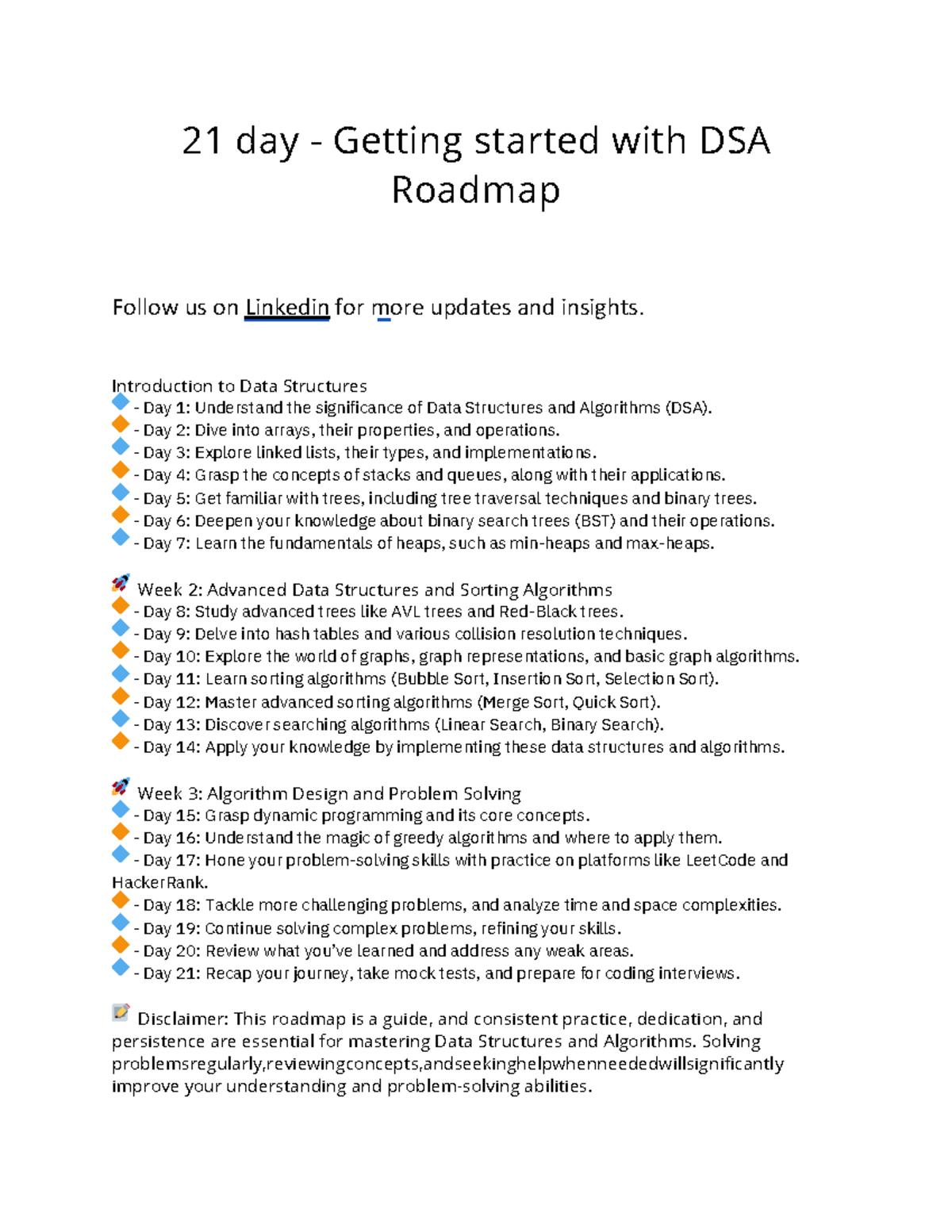 21 days DSA roadmap.pdf - 21 day - Getting started with DSA Roadmap ... 21 days DSA roadmap.pdf - 21 day - Getting started with DSA Roadmap ...