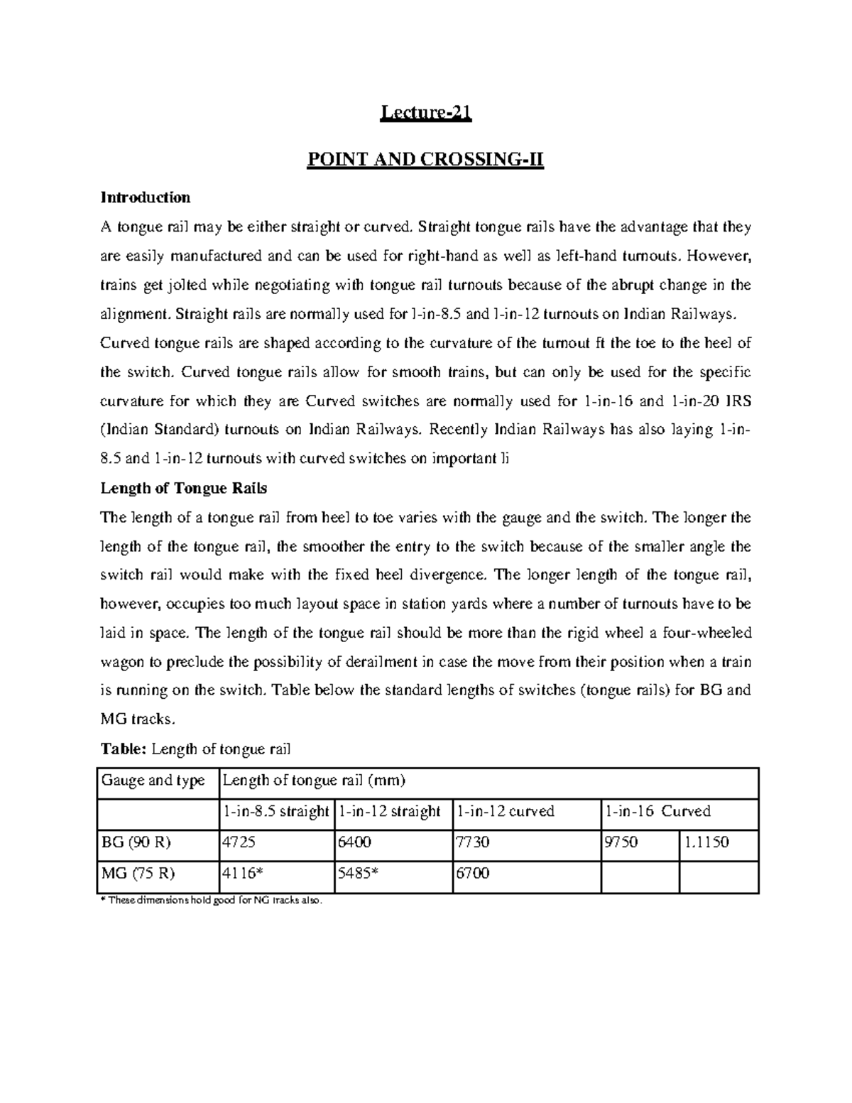 Point AND Crossing-II - Lecture notes Transportation engineering 2 ...