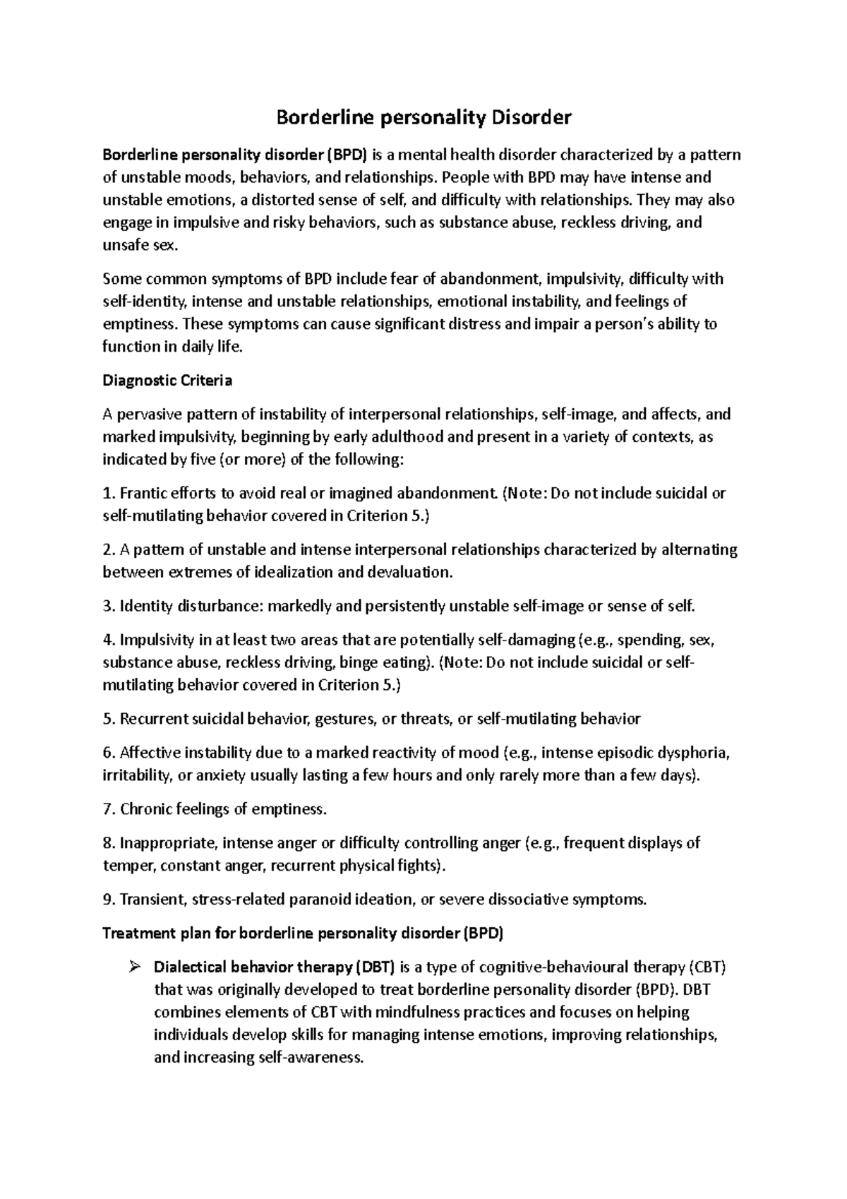 BPD assignment - bpd - Borderline personality Disorder Borderline ...