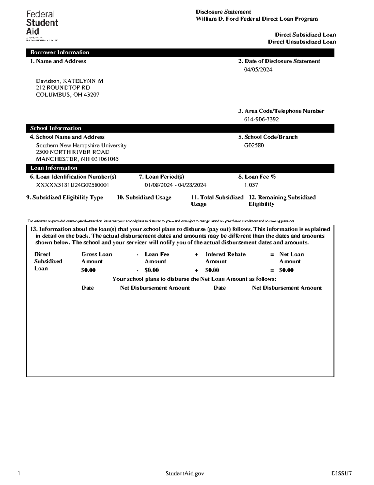 Disclosure Statement - coursework - Disclosure Statement William D ...