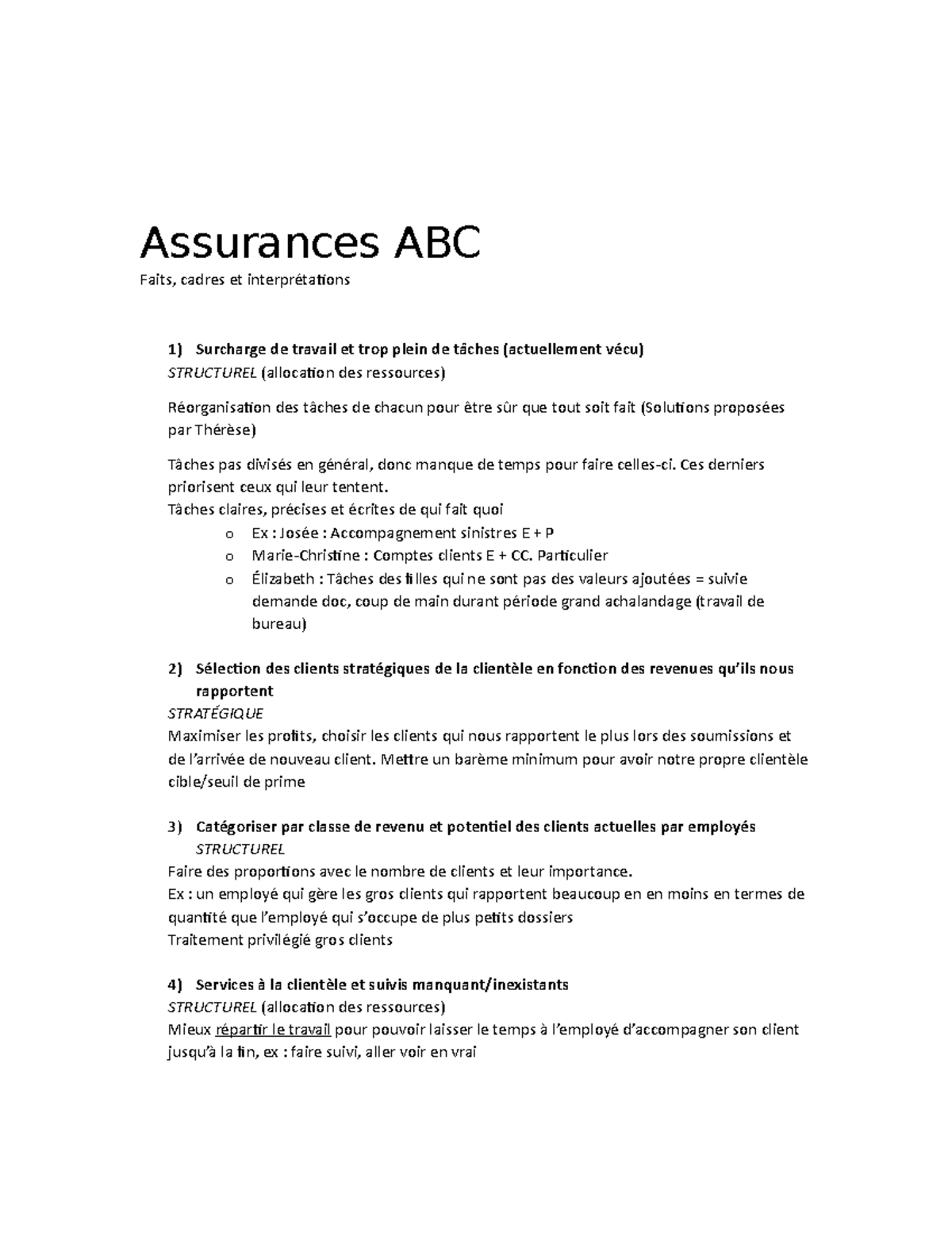 Assurances ABC - exercises à pratiquer pour l'examen midterm ...