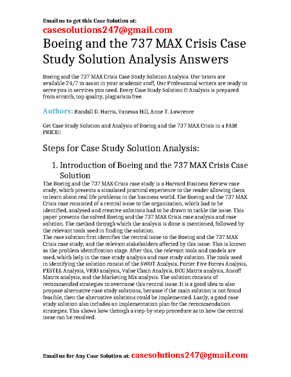 Case Solution Boeing and the 737 MAX Crisis - casesolutions247@gmail ...
