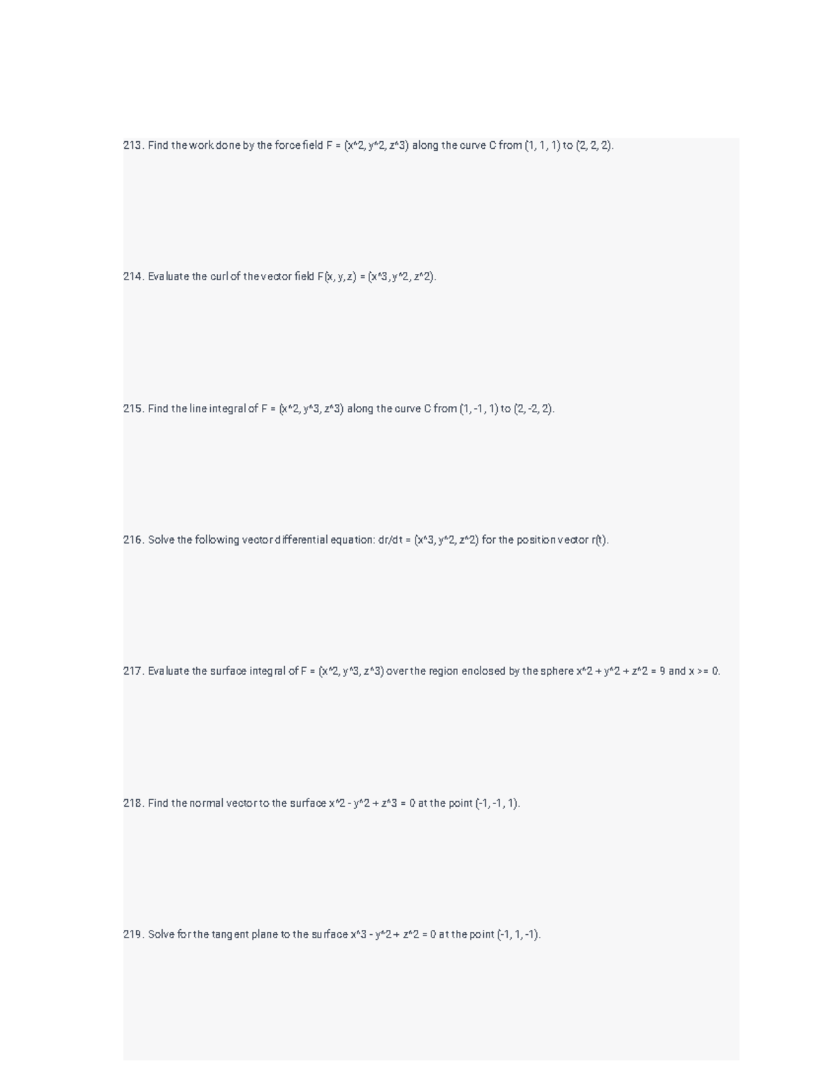 Calculus 3 review problems (24) - Find the work done by the force field ...